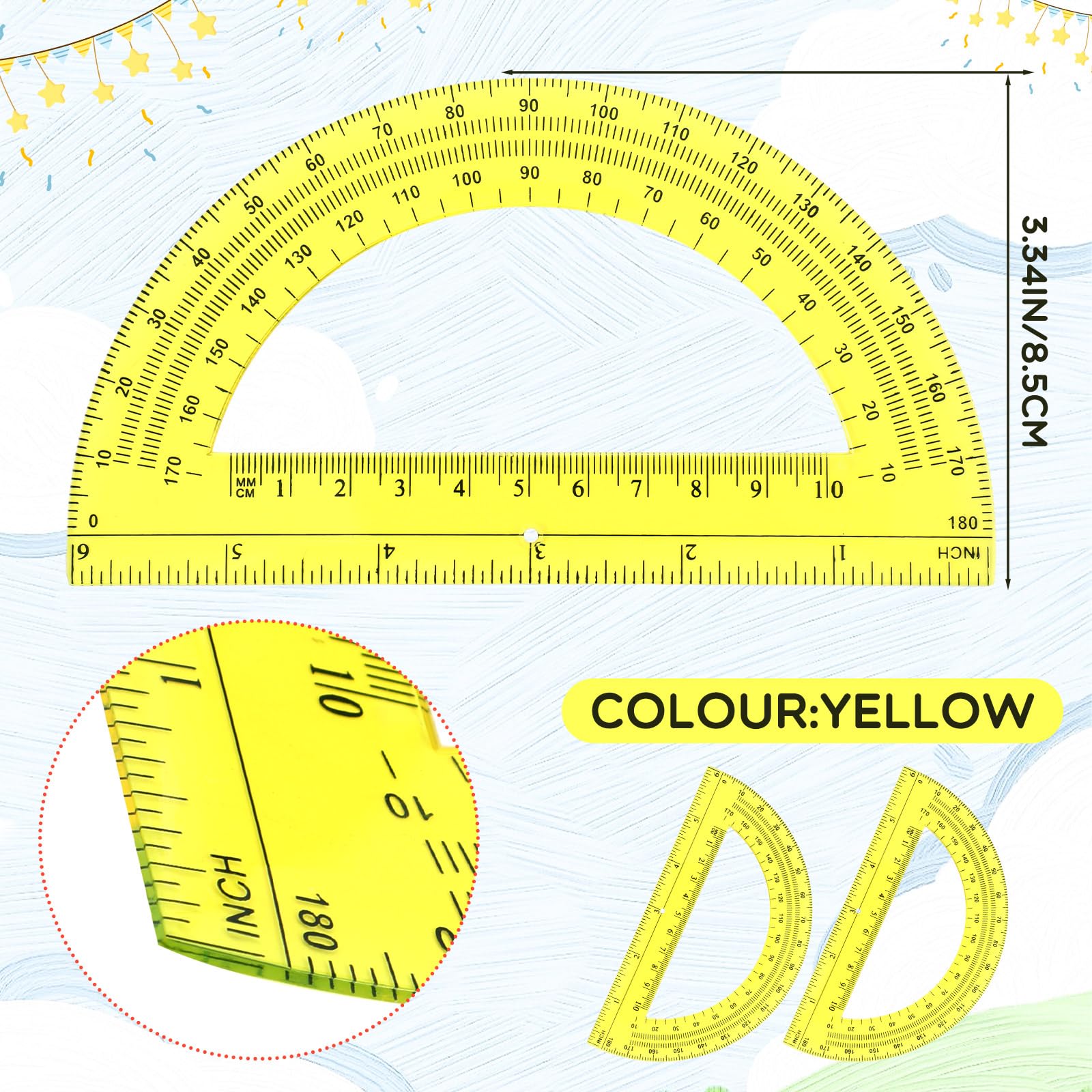 Snapklik.com : EBOOT Plastic Protractor Math Protractors 180 Degrees, 6 ...