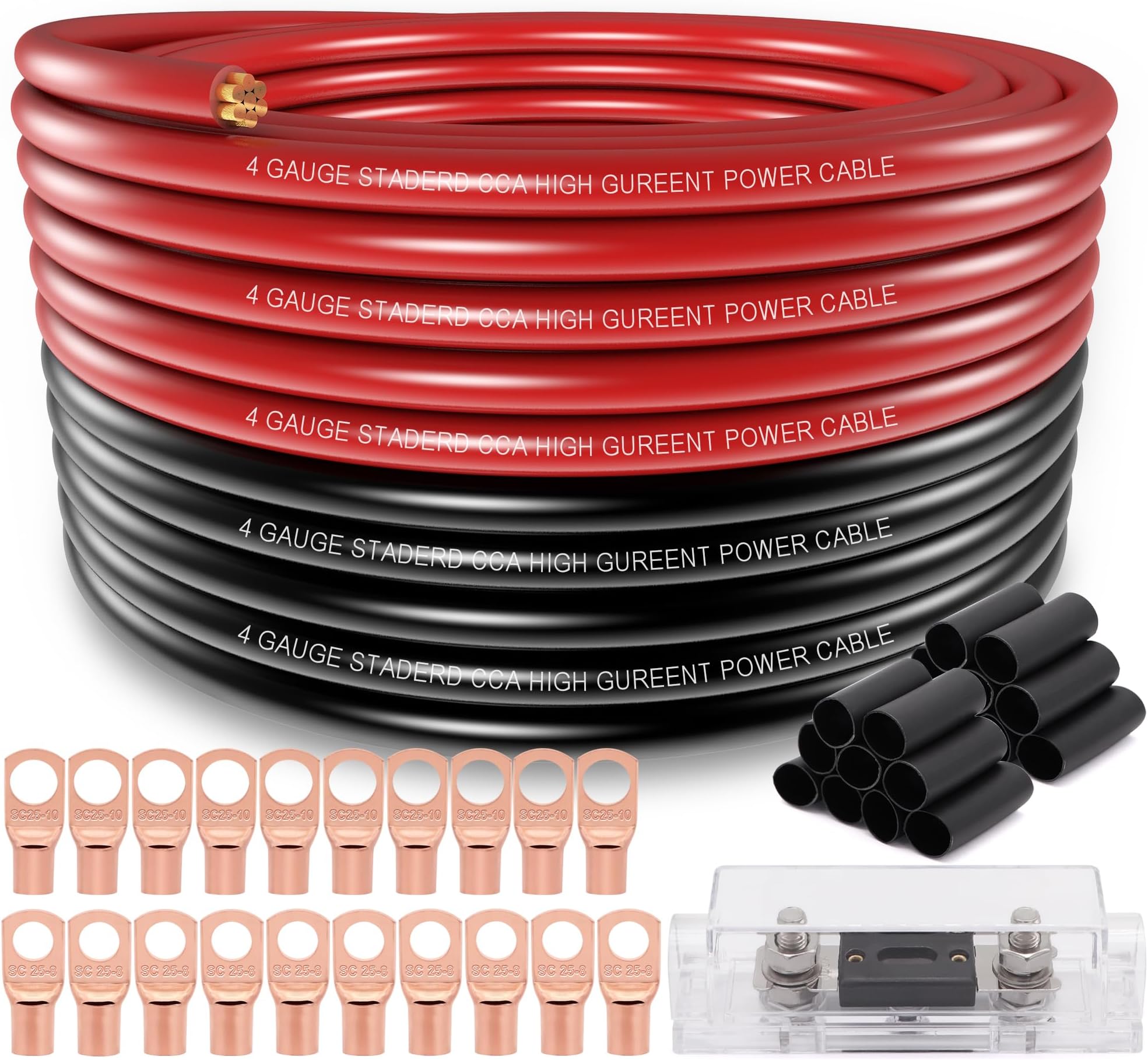 Amazon.com: ROCKRIX 4 Gauge Red 25ft Amplifier Amp Power/Ground Wire ...