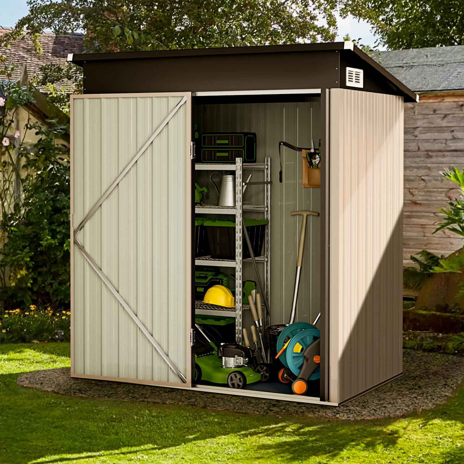 Amazon.com : 4.6' x 6.4' Outdoor Storage Shed, Metal Sheds & Outdoor ...