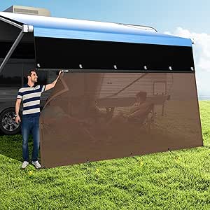 Amazon.com: RV Awning Sun Shade Screen with Zipper, Upgrade 600D Oxford Top + 8.11oz Denser Mesh ...