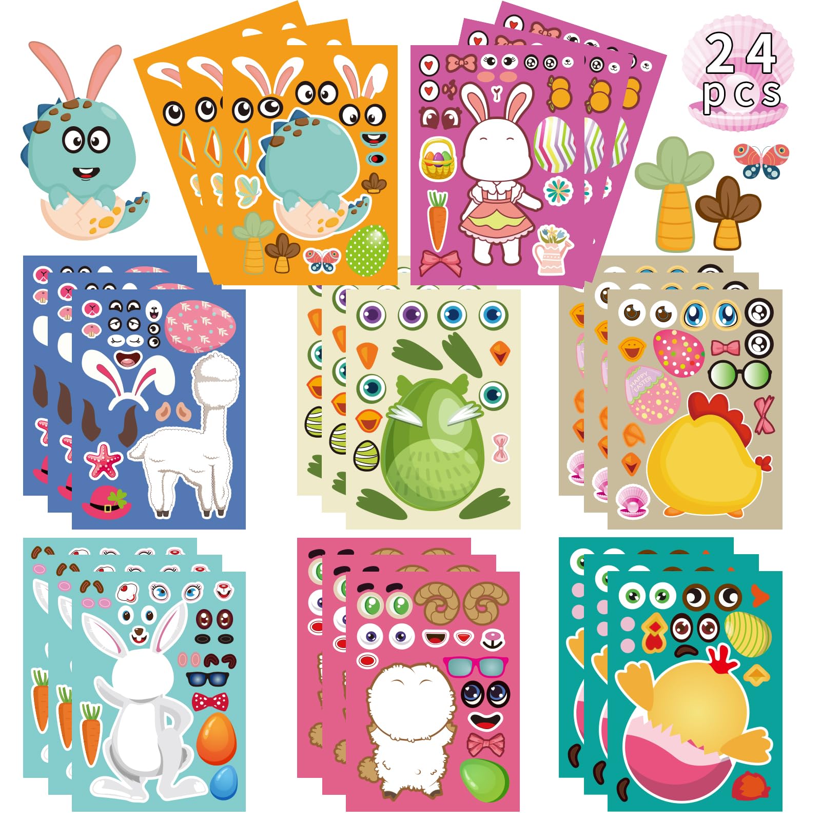 Easter Sticker for Kids, 24 Sheets Make Your Own Stickers for Kids ...