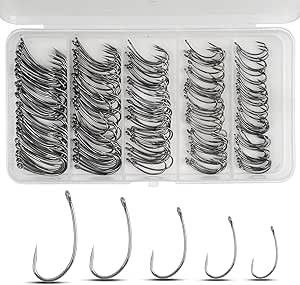Amazon.com : Barbless Fishing Hooks Kit,200/270pcs Curve Shank Barbless Hooks Carp Trout Circle ...