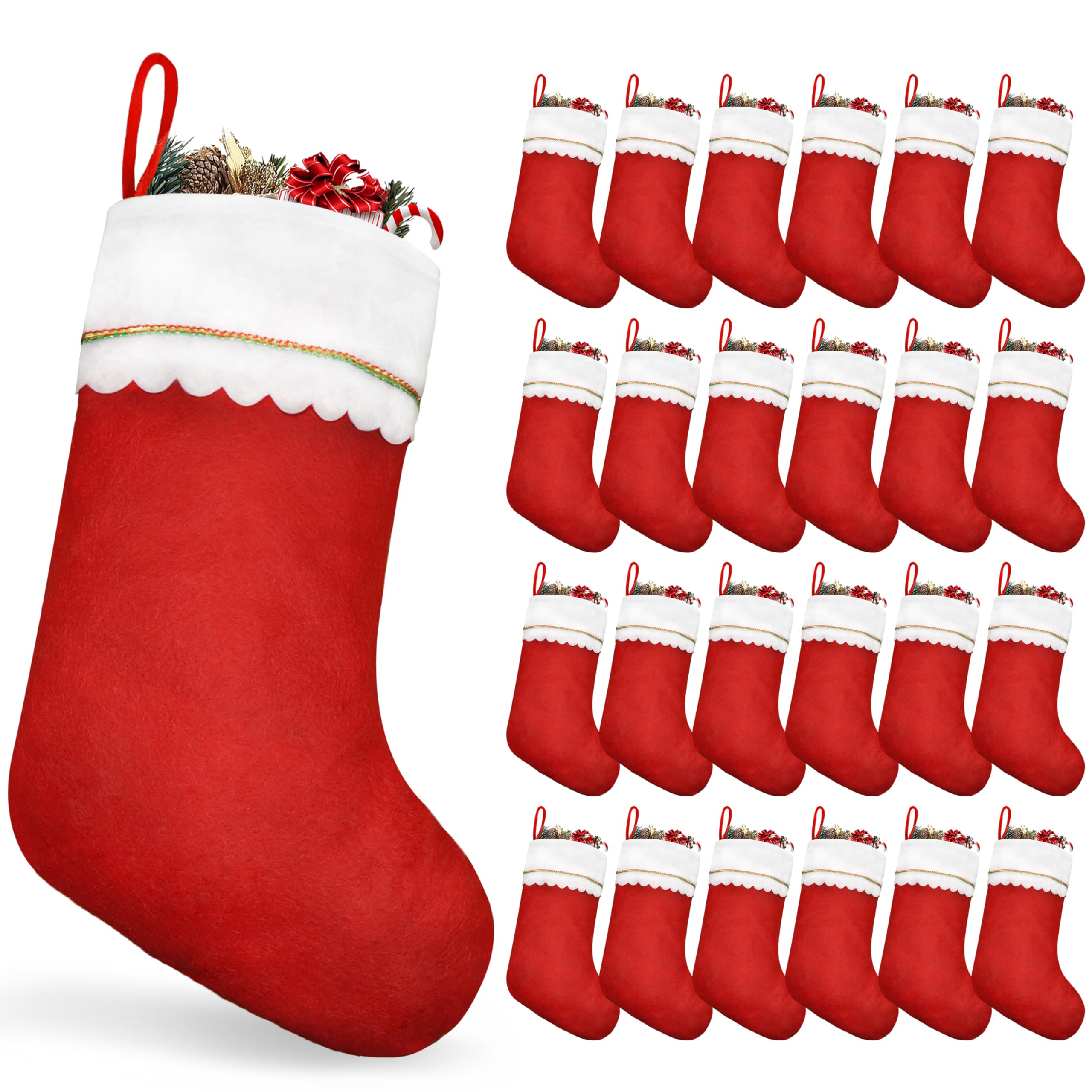 Amazon.com: SORANGEUN 24pcs Christmas Stockings, 19” Red and White ...