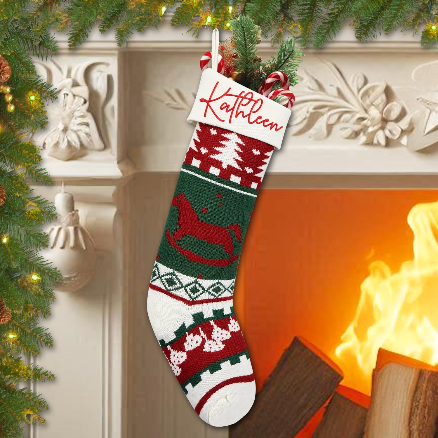 Amazon.com: Dllesifvn Personalized Christmas Stocking,22” Large Wooden ...