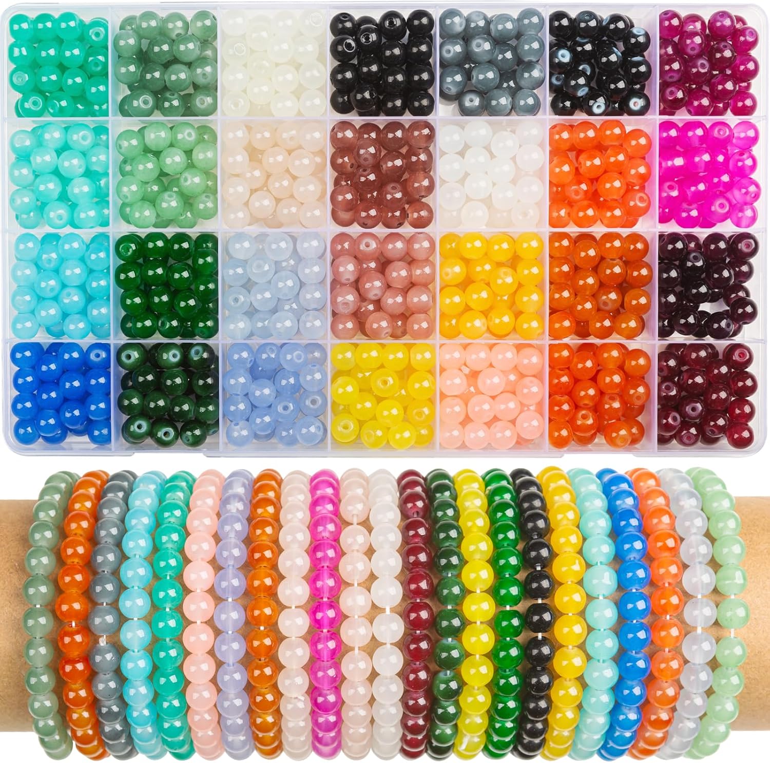 Amazon.com: 700pcs Glass Beads for Bracelets - DIY Bracelet Making Kit ...