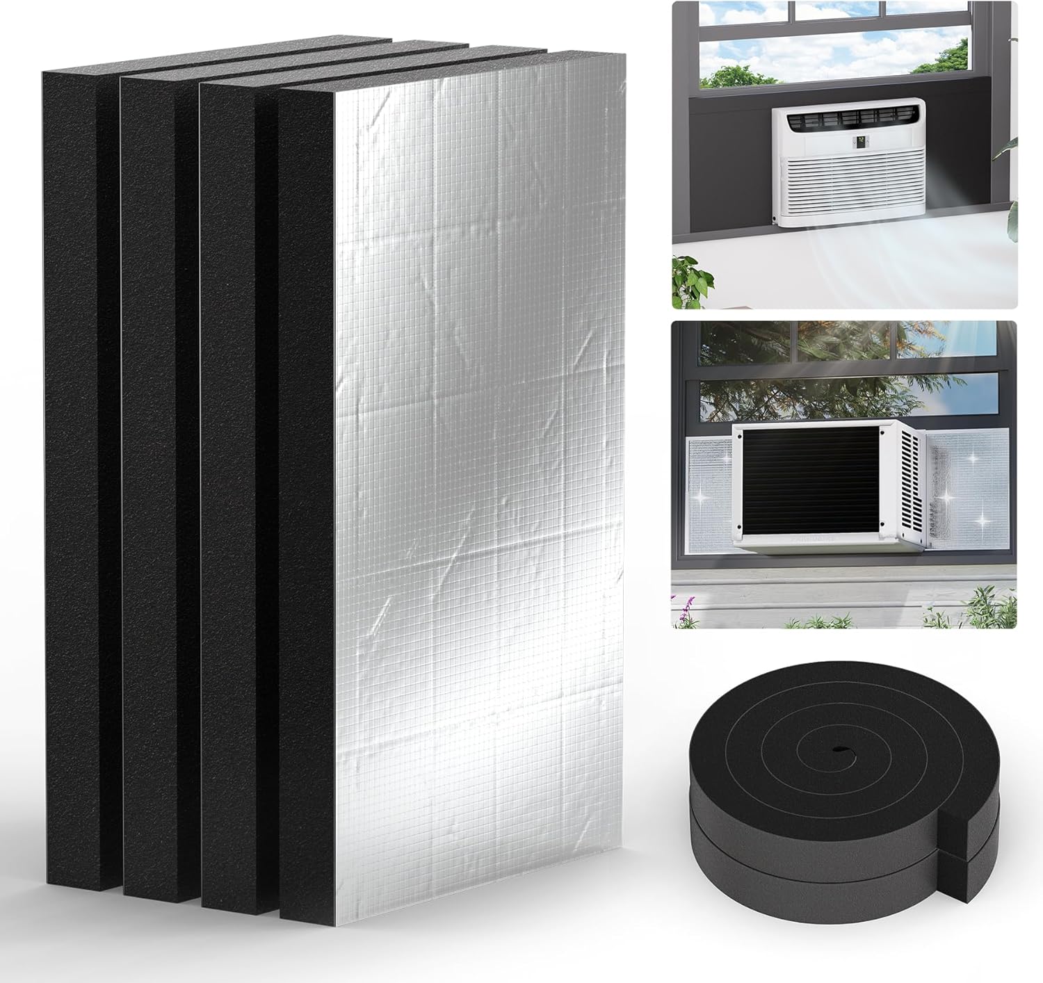 Amazon.com: Flehomo 4 Pcs Window Air Conditioner Insulation Foam Panels ...