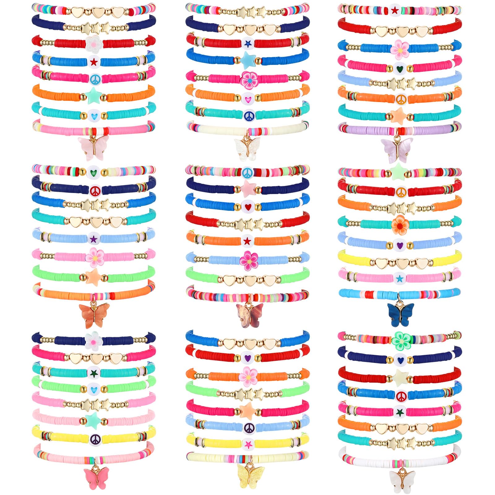 Amazon.com: Ecation 96 Pcs Beaded Friendship Bracelets Bulk Rainbow ...