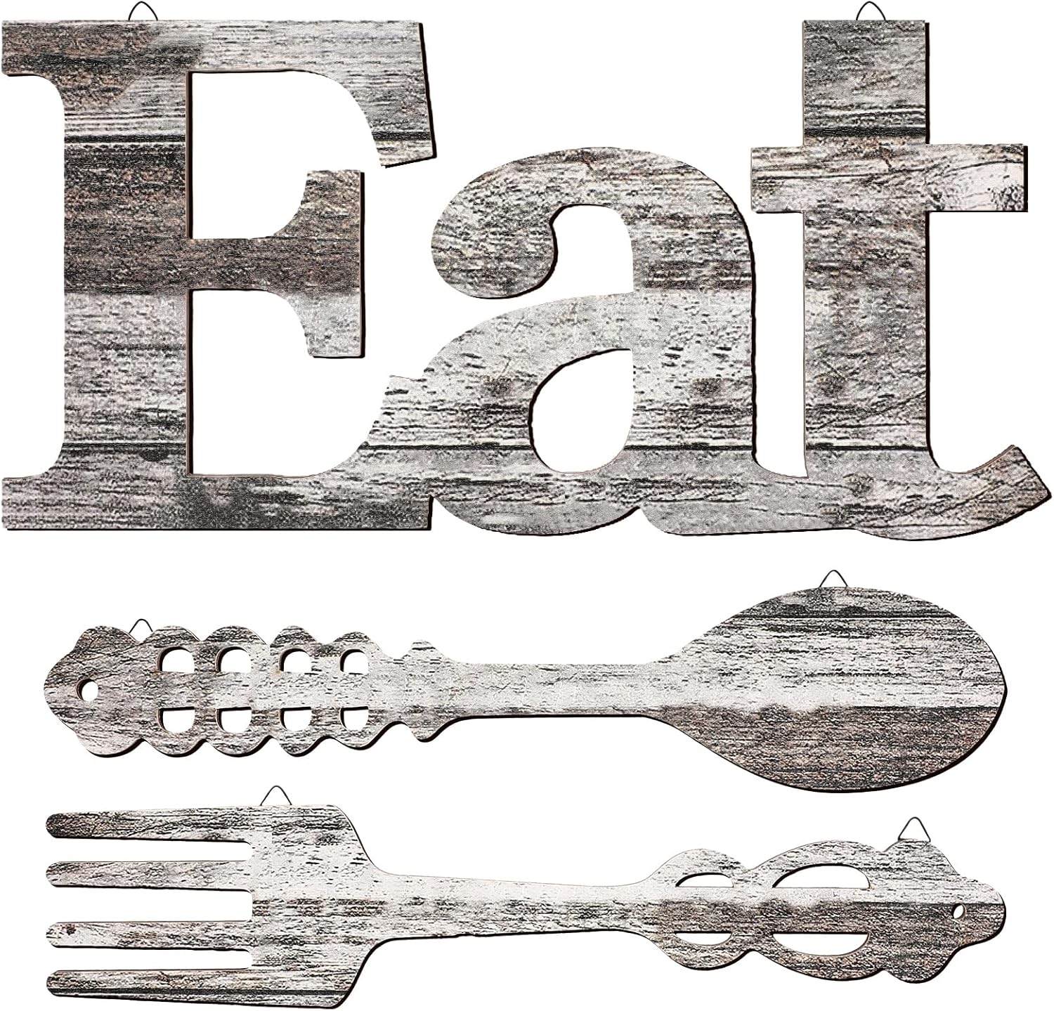 Amazon.com: Jetec Set of Eat Sign, Fork and Spoon Wall Decor, Rustic ...
