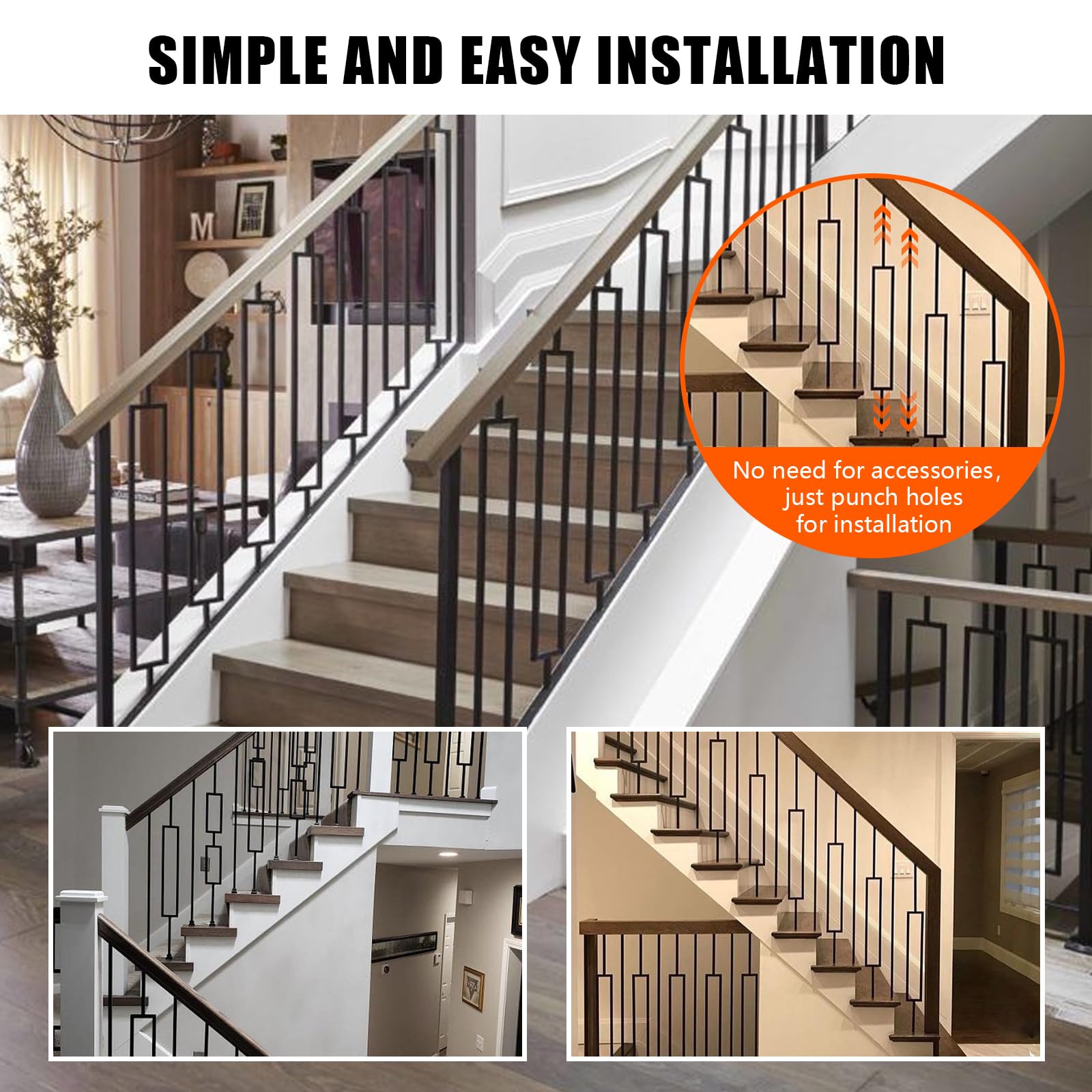 Devalley Wrought Iron Balusters for Staircase,Single Rectangle Stair ...
