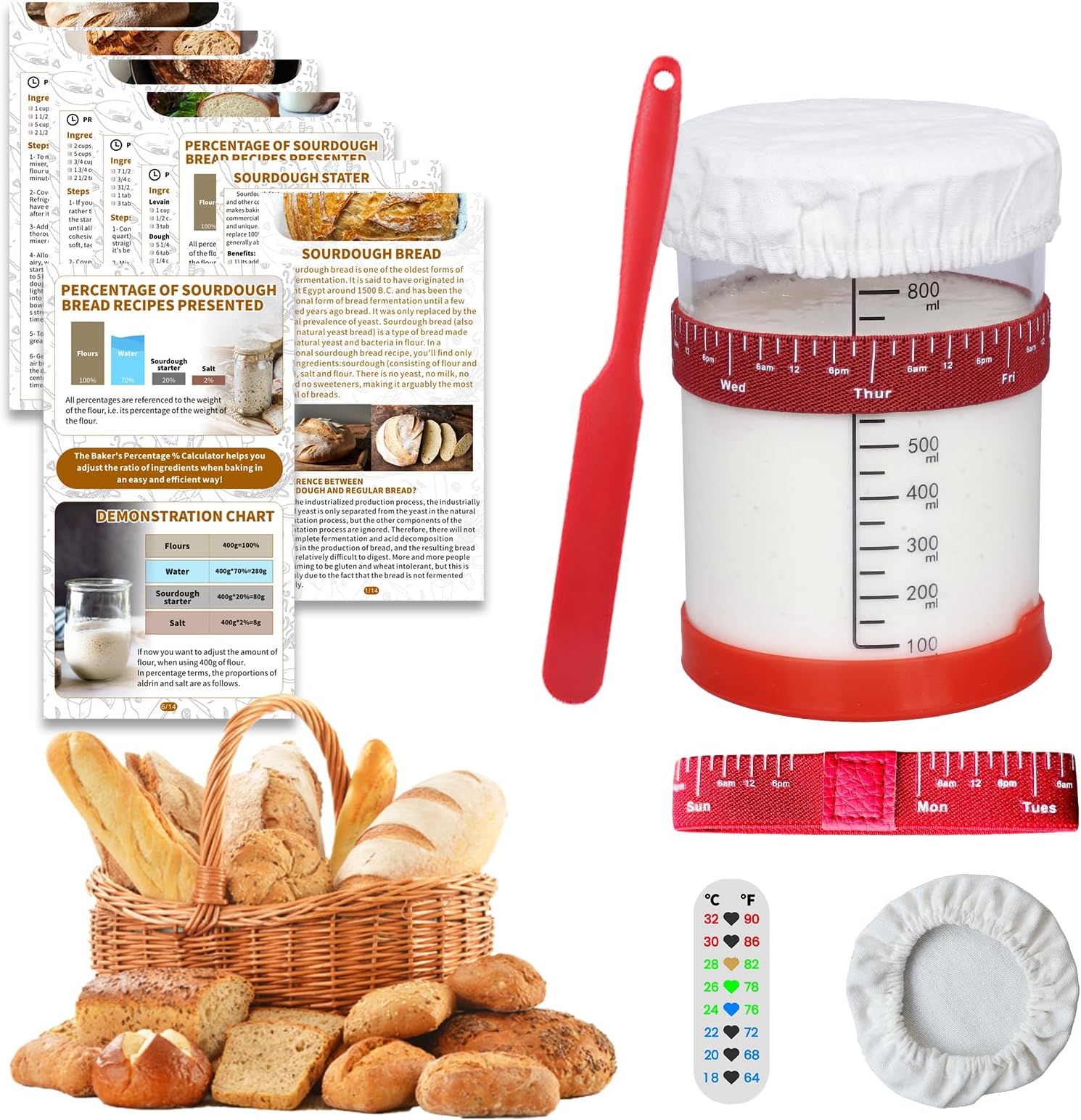 Amazon.com: Kmiyivi Sourdough Starter Jar Glass, 35oz Wide Mouth, Glass ...