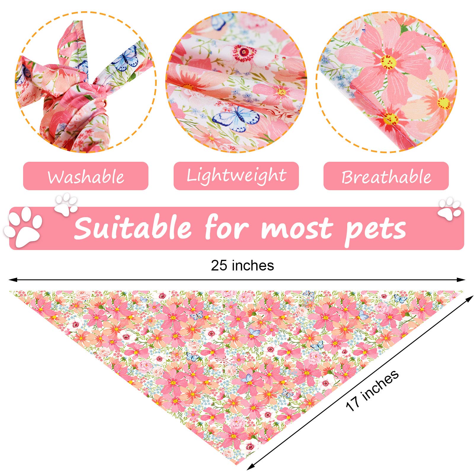 Cotton Dog Accessories Pink Daisy Dog Bandana 2-Pack - Adjustable ...