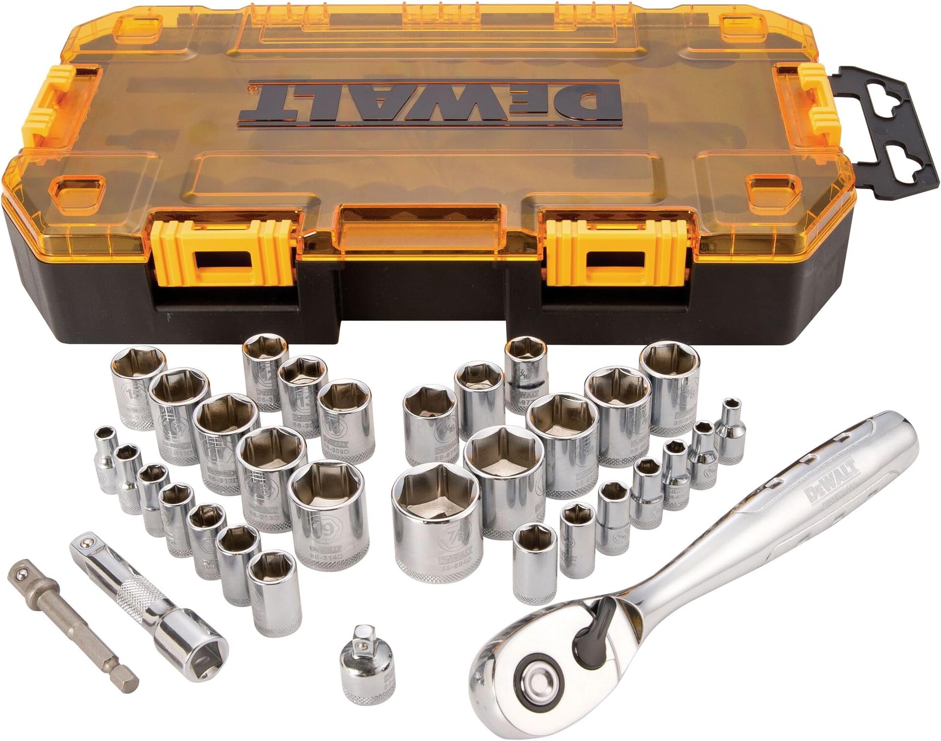 66 Pc 1/4 in, 3/8 in, 1/2 in. Drive SAE & Metric Hi-Vis Socket Set ...