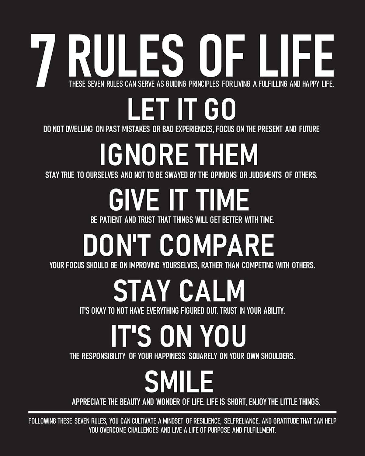 Amazon.com: 7 Rules of Life Motivational Poster on Premium Quality ...