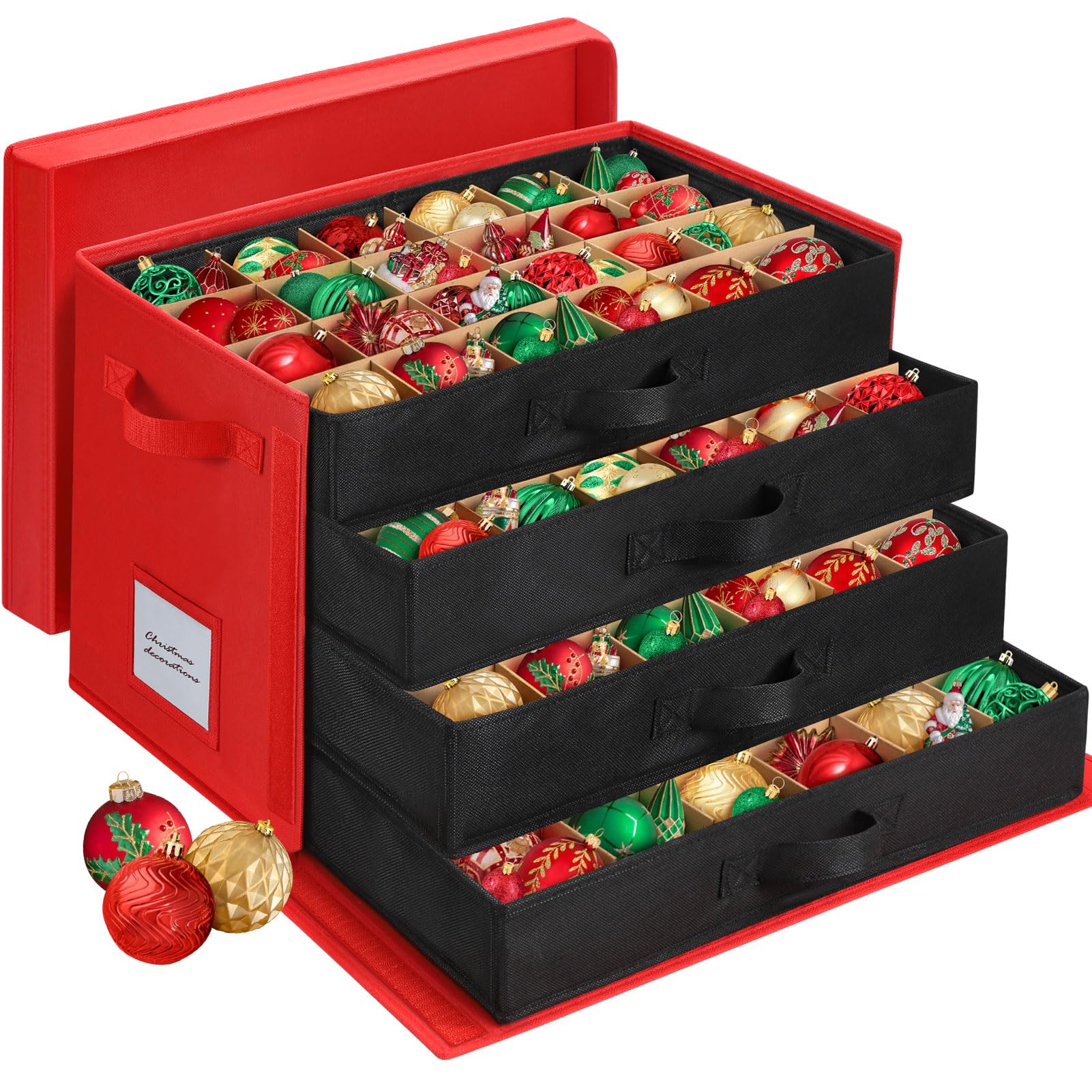 Amazon.com: hatisan Large Christmas Ornament Storage with Side Holders ...