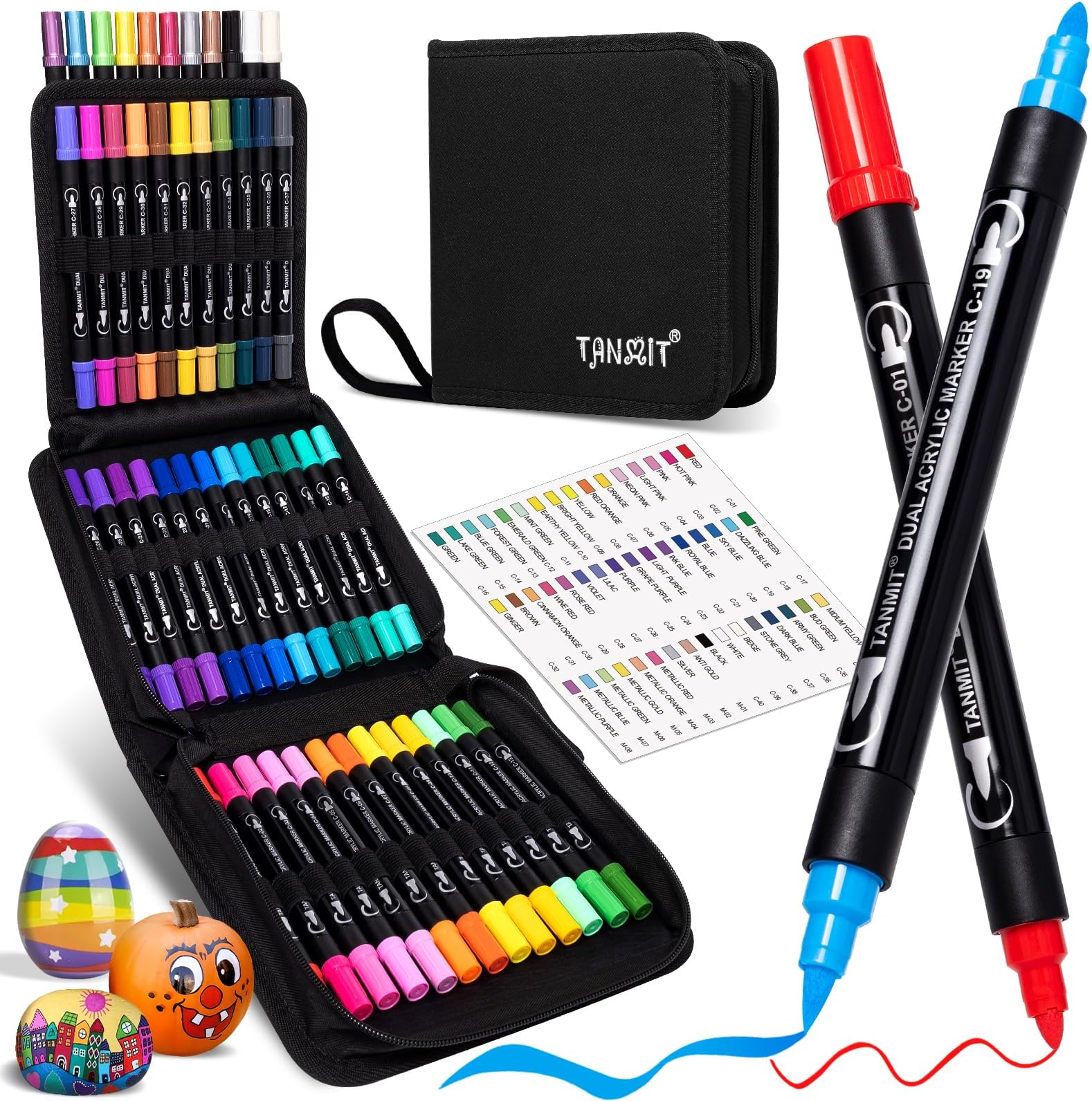 Amazon.com: 48 Colors Acrylic Paint Pens, Dual Tip Acrylic Paint ...