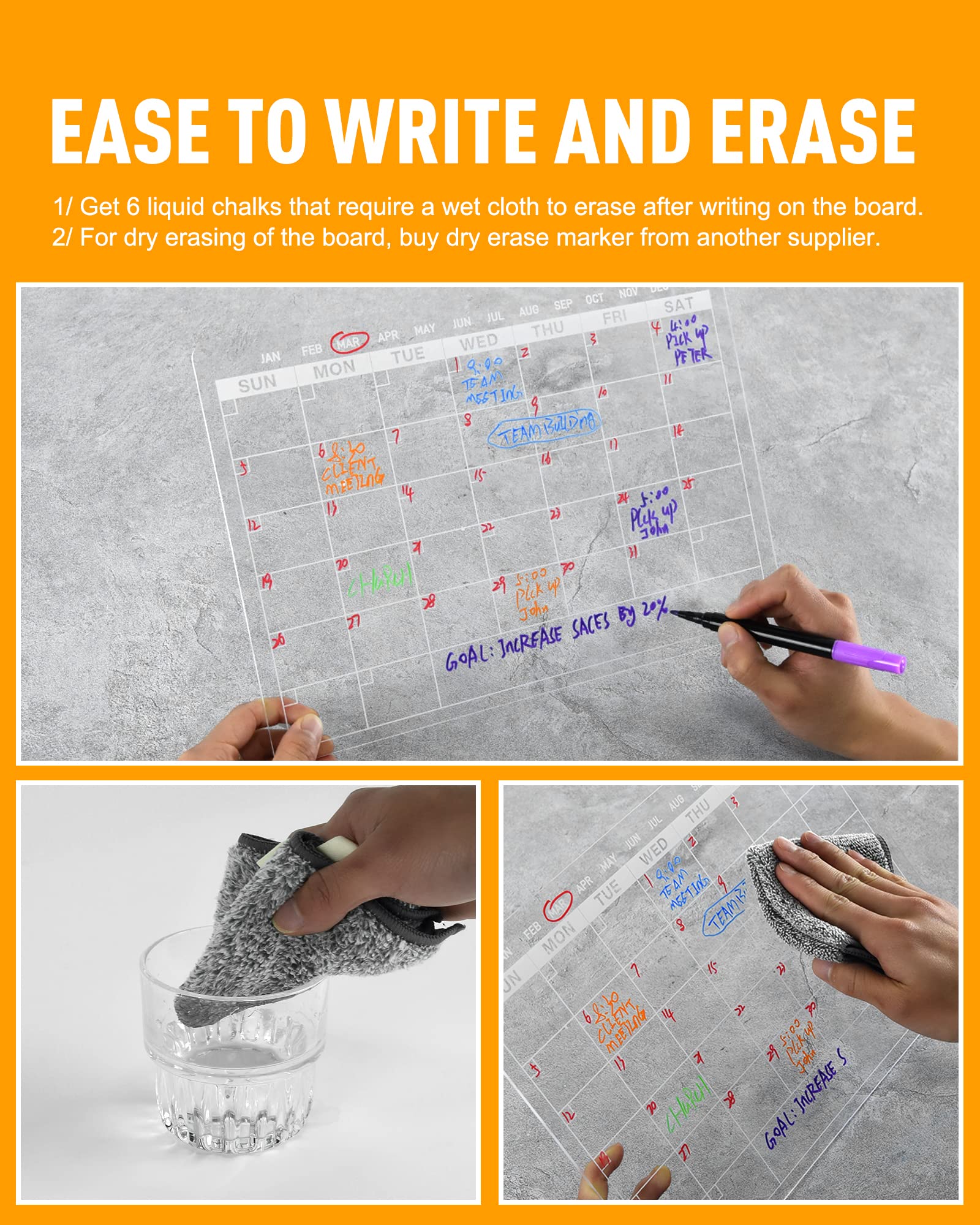 Snapklik.com : Acrylic Dry Erase Calendar Board To Do List Desktop ...