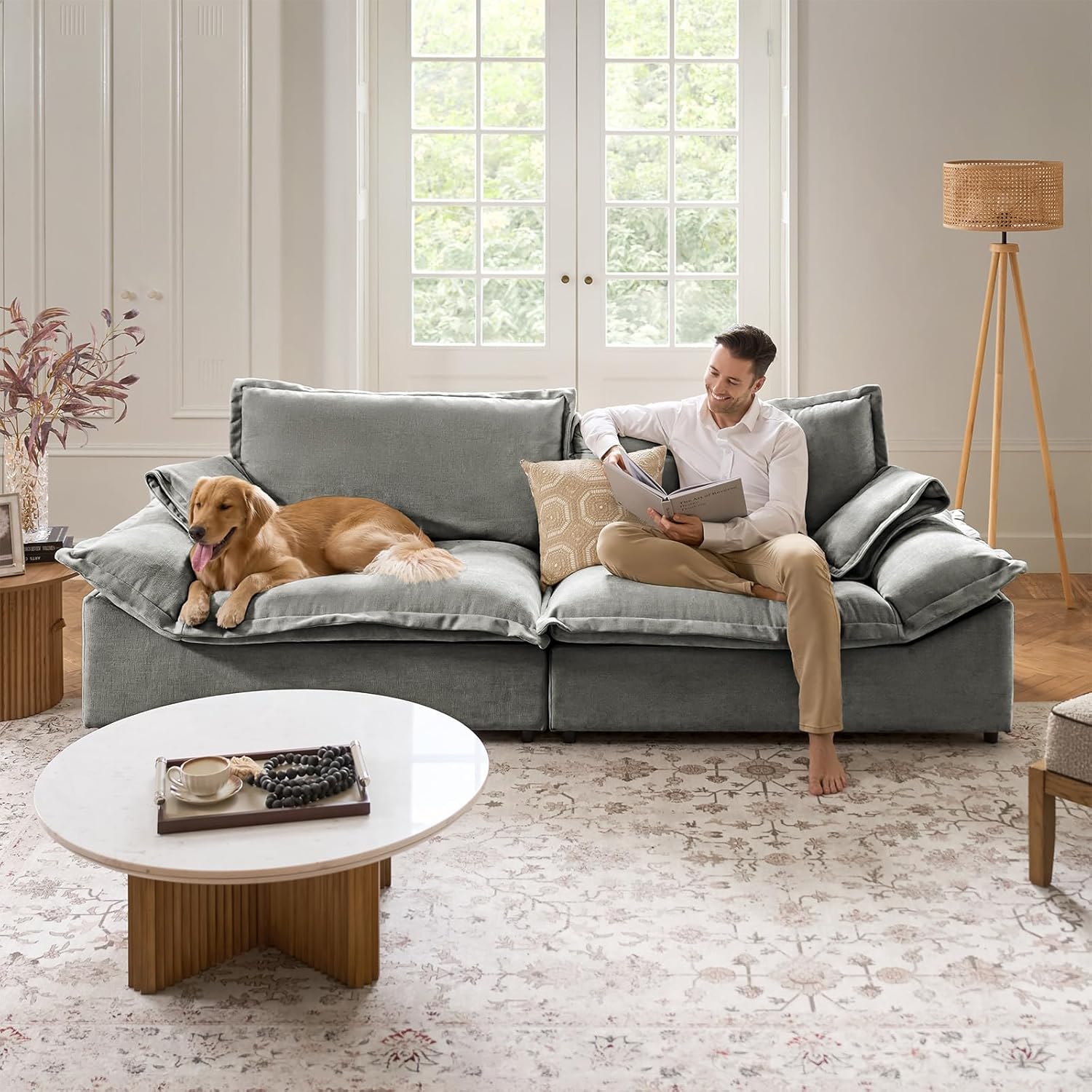 Amazon.com: EcoHarbor Living 102" Couch Loveseat, Tool-Free Setup Sofa ...