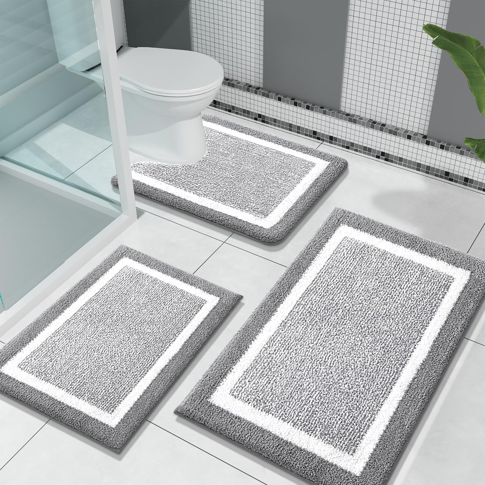 Amazon.com: OLANLY Ombre Bath Rug and Bathroom Rugs Sets 2 Piece, Bath ...