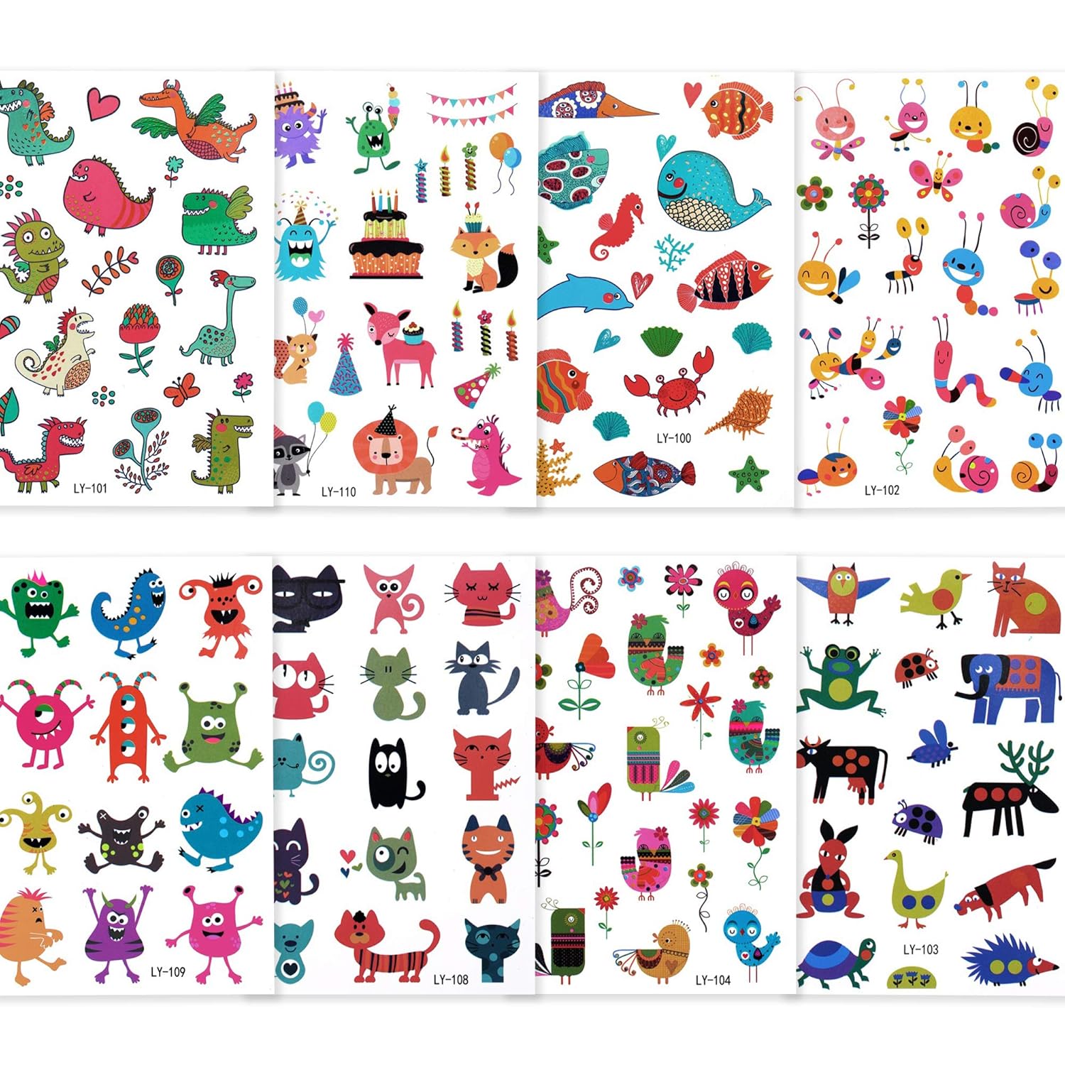 Amazon.com : 160Pcs Animal Zoo Temporary Tattoo Kit Waterproof Fake ...
