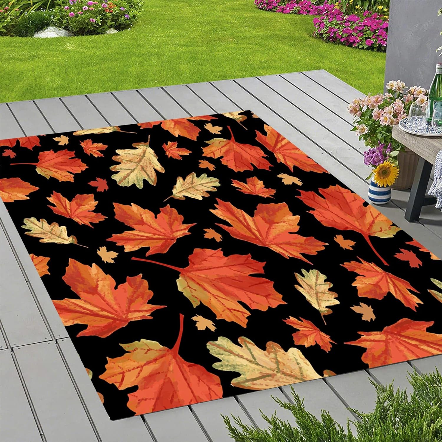 Amazon.com: Ocervd Autumn Maple Leaf Pattern Area Rug 3x5ft/90x152cm ...