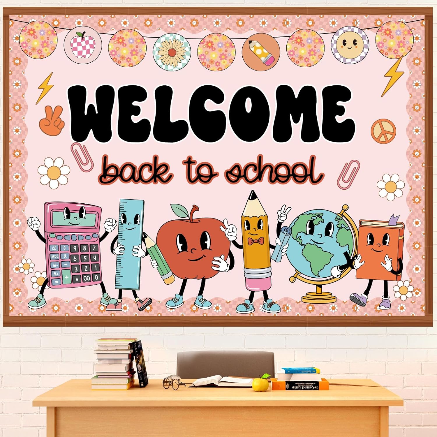 Amazon.com : Pajean Welcome Back to School Bulletin Board Set Hippie ...