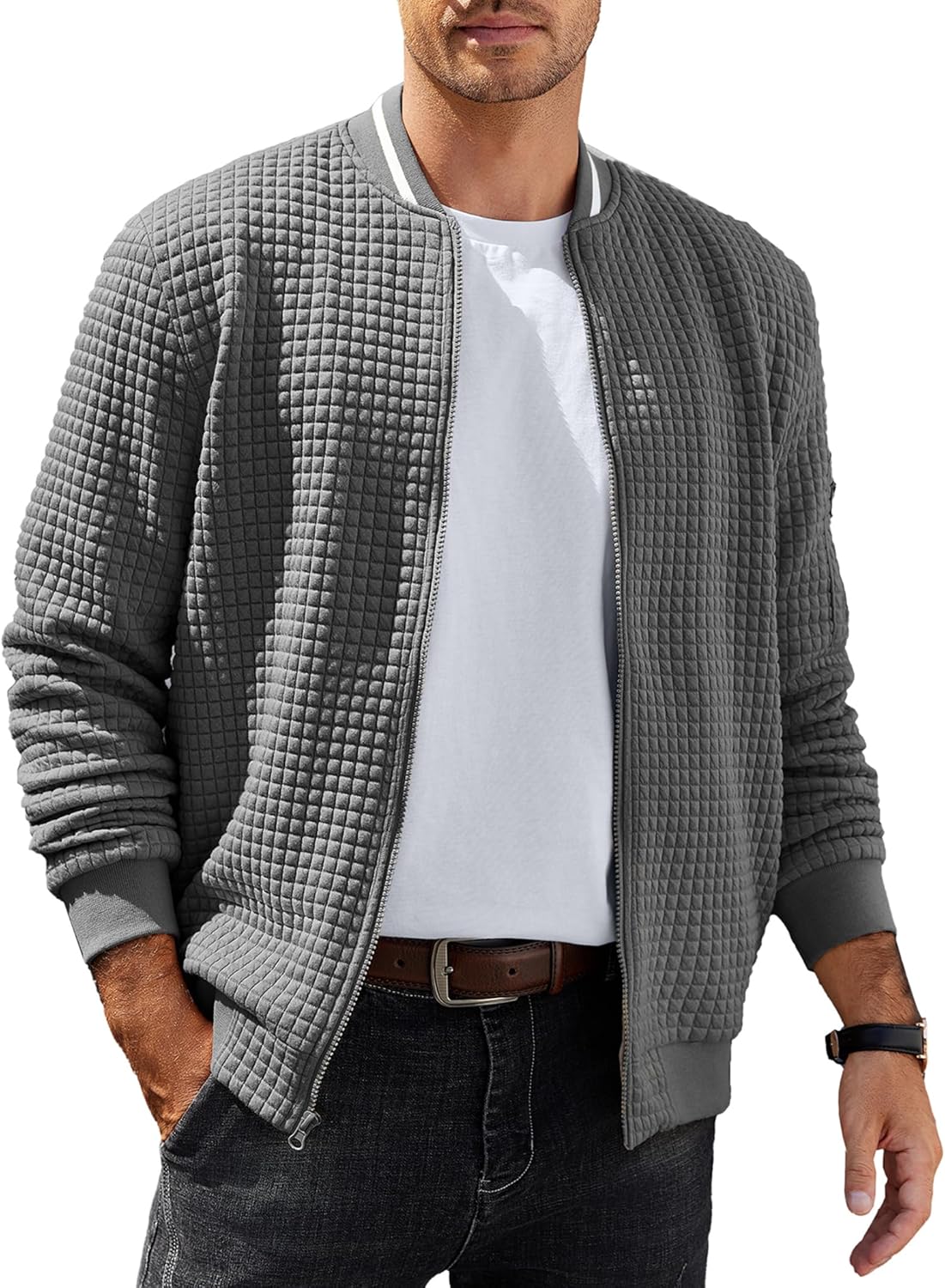 COOFANDY Mens Casual Jackets Lightweight Fall Bomber Jacket Full Zip ...