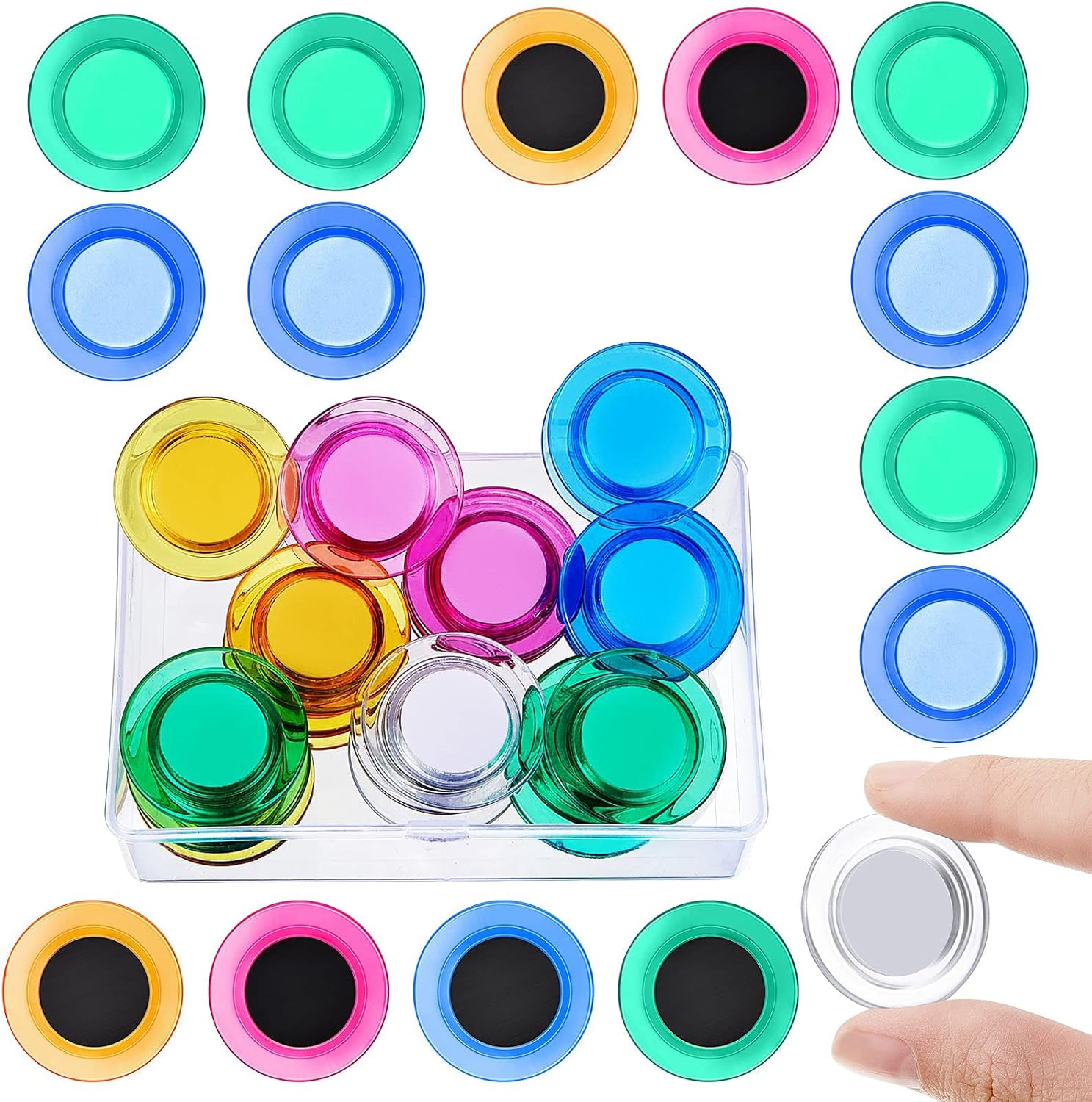 TERRIFI 30pcs Whiteboard Magnets, Round Notice Board Planning color ...