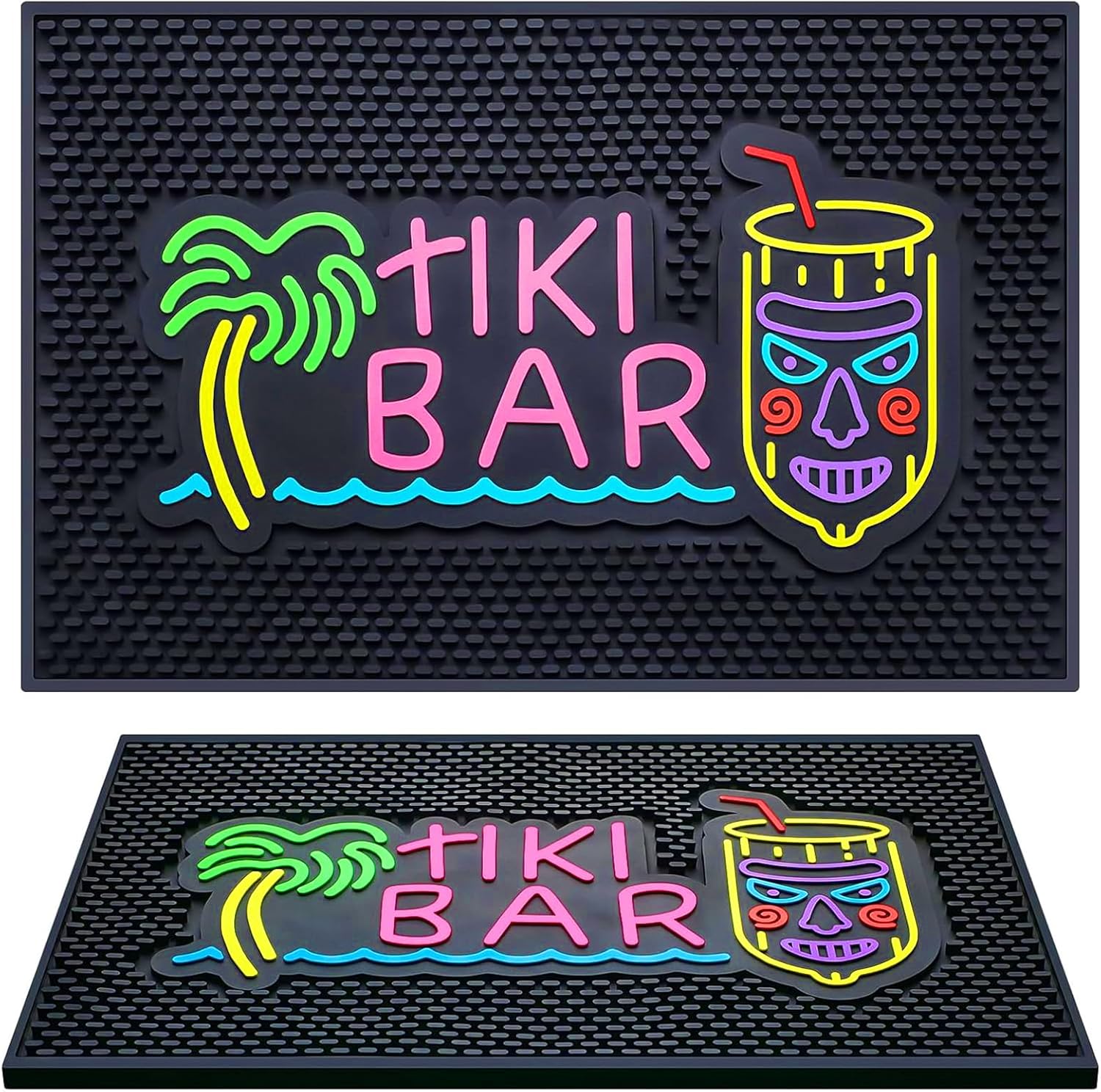 Amazon.com: Preboun Tiki Bar Mat 12 x 18 Inches Thick Rubber ...
