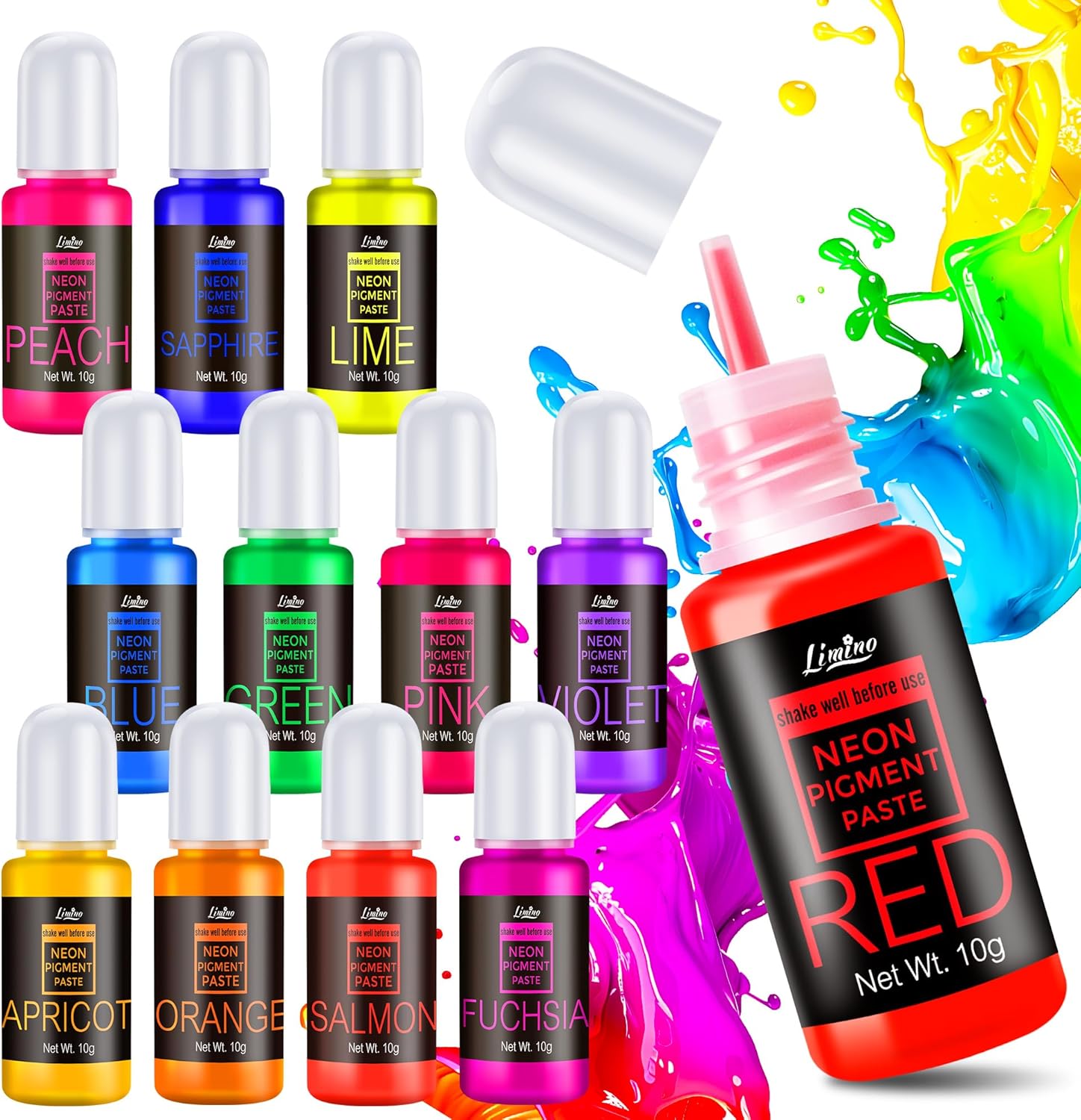 Amazon.com: Limino Neon Pigment Paste - 12 Colors Concentrated Color ...