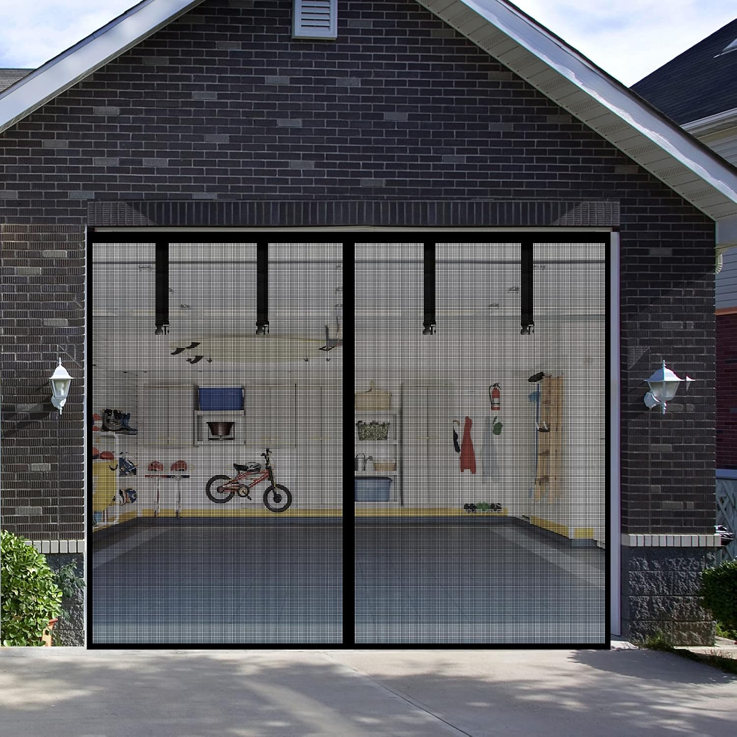 Fiberglass Garage Door Screen, Sunmoxia 9x7Ft Magnetic Heavy Duty ...