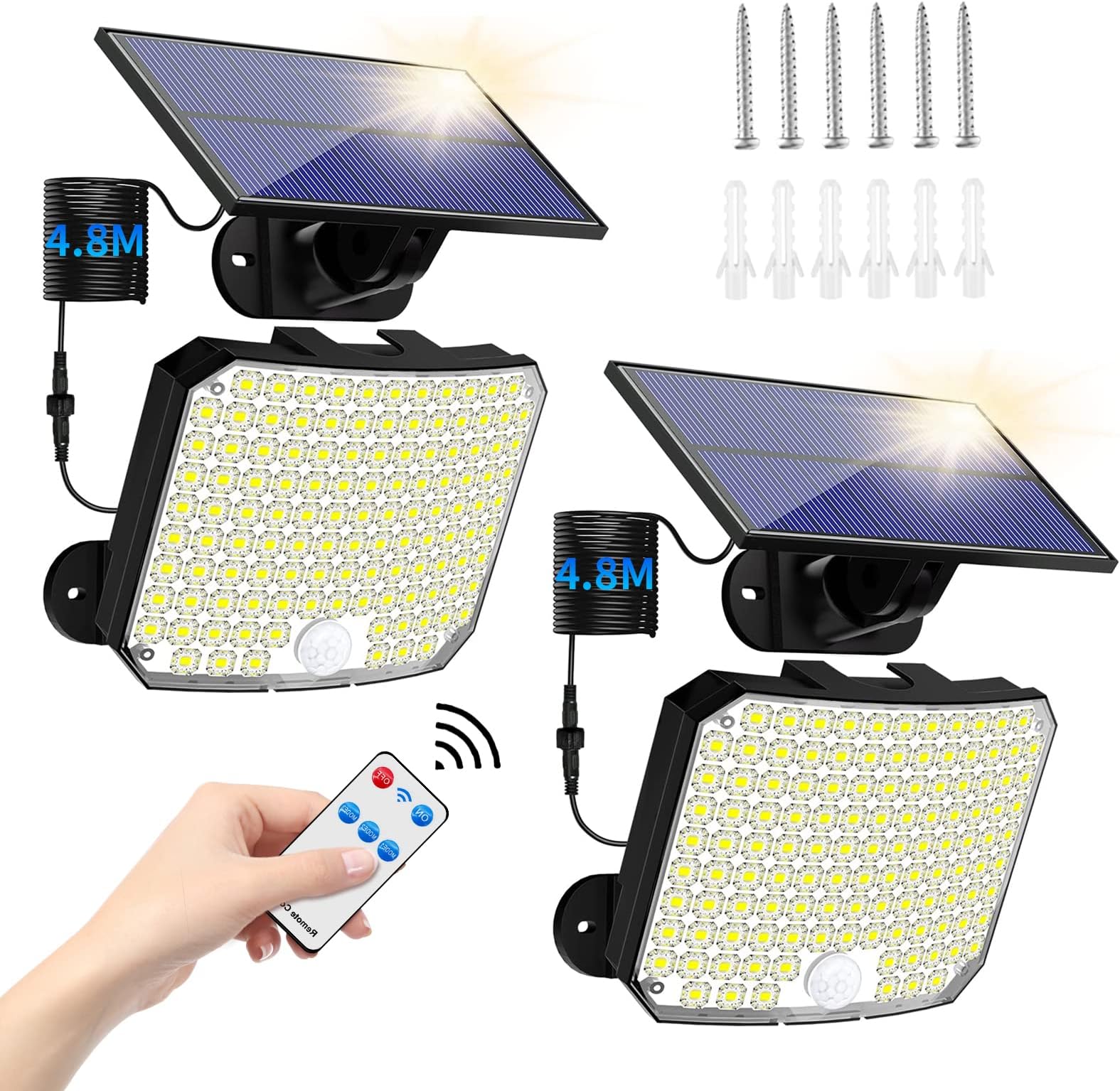 Amazon.co.jp : LEDソーラーライト LED センサーライト リモコン付き 分離型 IP65防水 屋外照明 セキュリティライト LED作業灯 防犯ライト 投光器 (3台セット ...