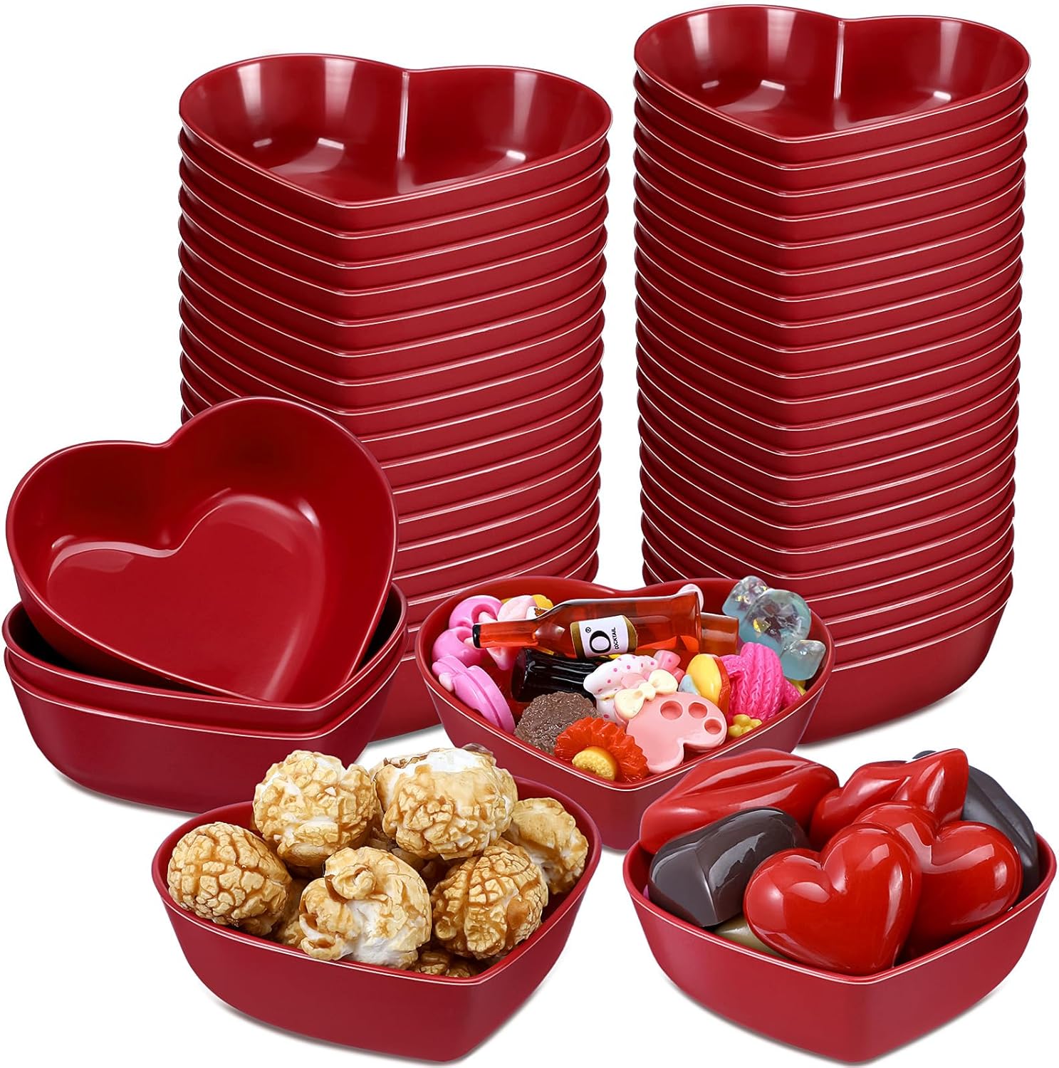 Amazon.com: Nuogo 50 Pieces Mini Heart Shaped Bowls Dishs 2.8 Inch ...