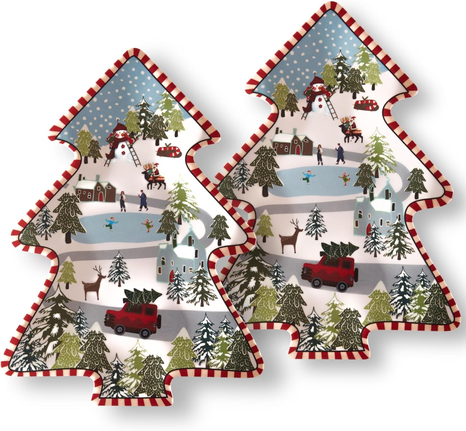Amazon.com: Viynran Christmas Tree Melamine Tray - Santa & Snowman ...