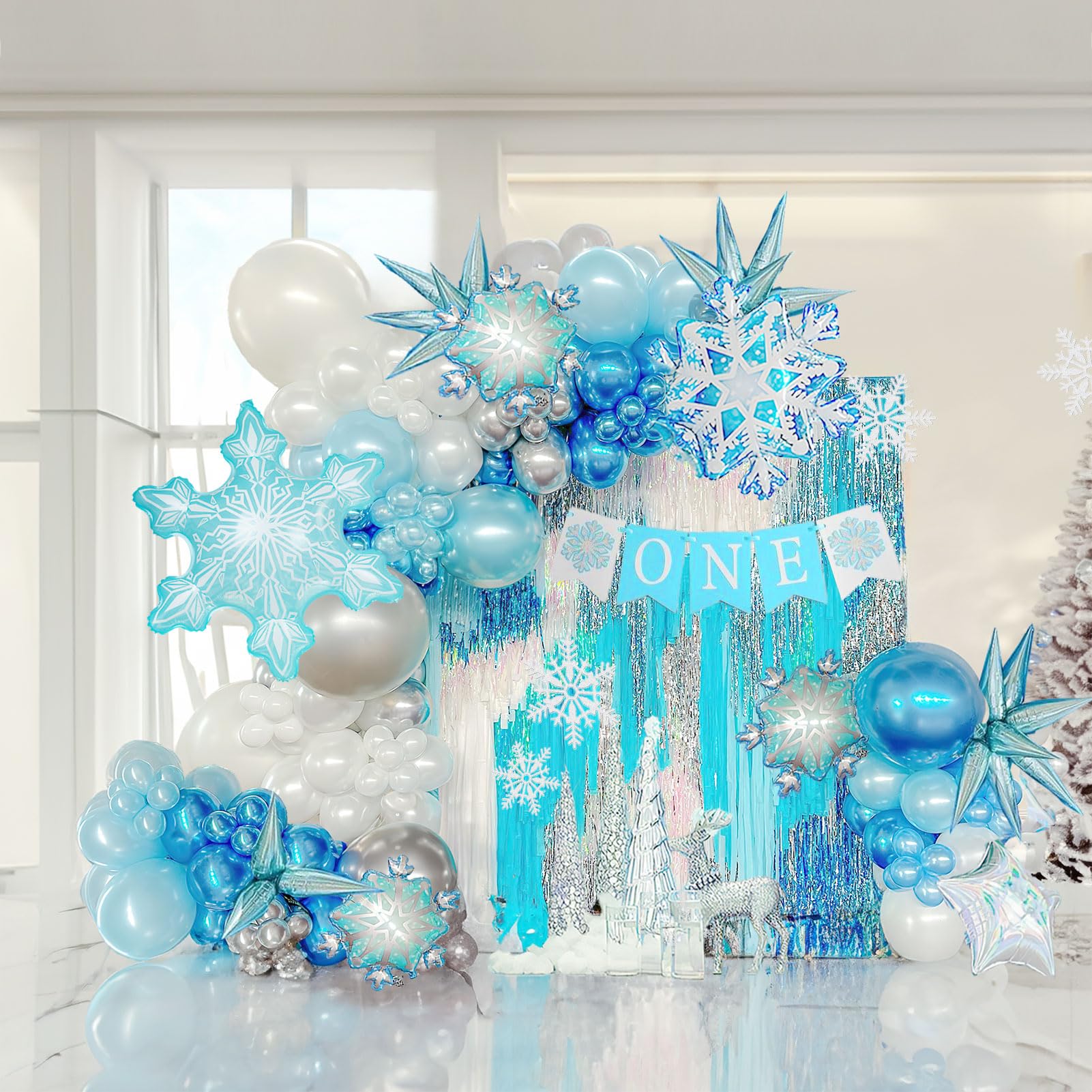 Amazon.com: Yeewaka Winter wonderland balloon garland arch kit 158pcs ...