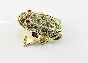 Amazon.com: Elegant Bejeweled Gold-Colored Metal Frog Pill Box: Jewelry ...