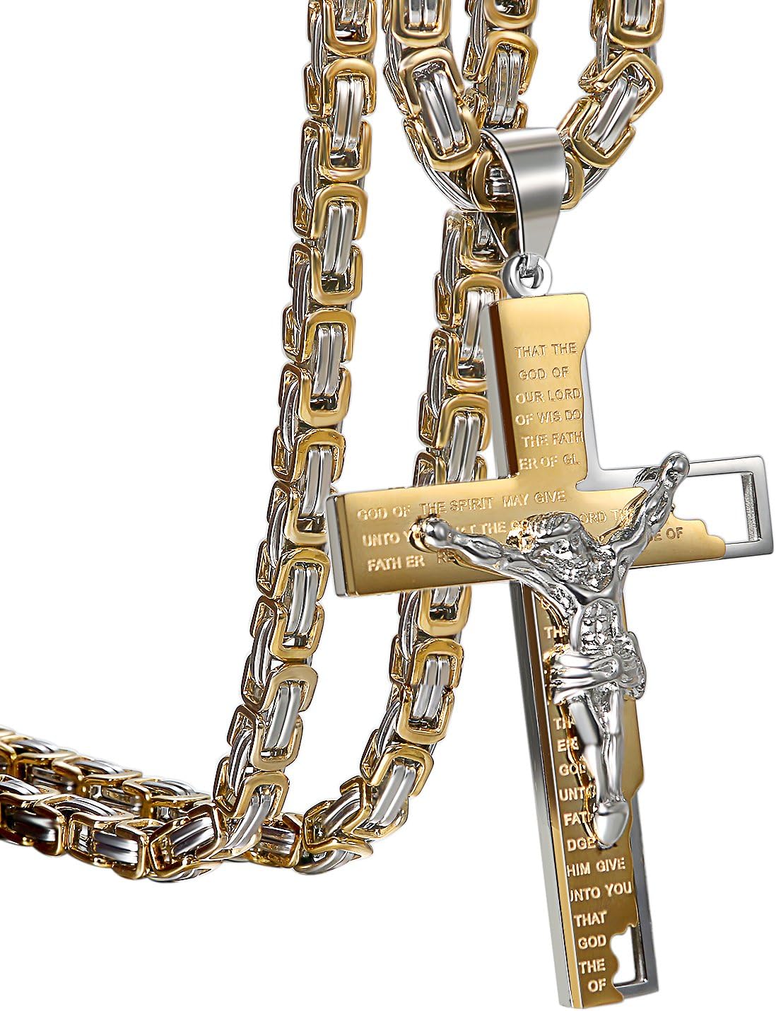 OIDEA Stainless Steel Punk Rock Mens Prayer Jesus Bible Lords Cross ...