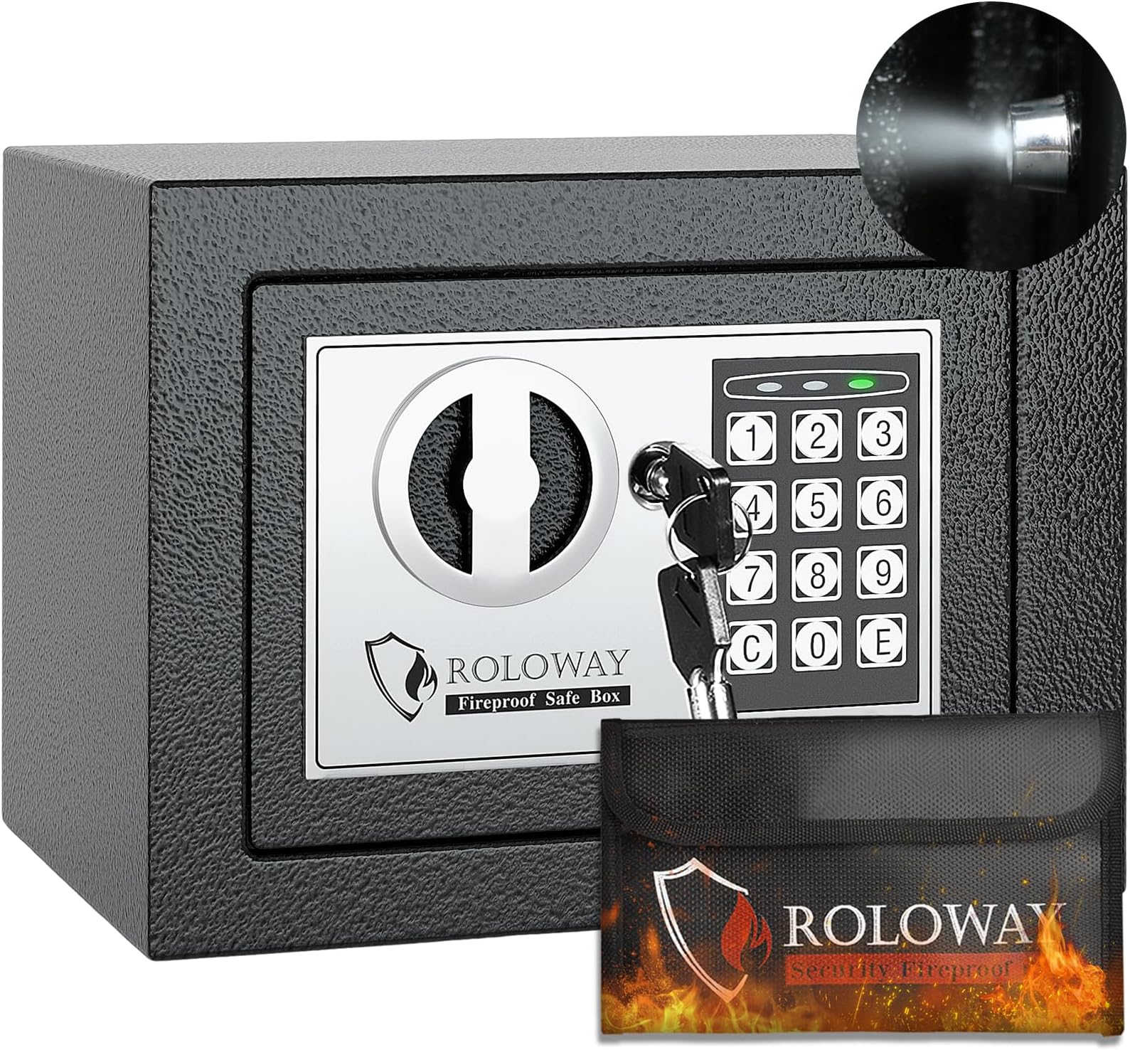 Fireproof Small Safe Box for Money, 0.23 Cu ft Mini Fireproof Safe with ...