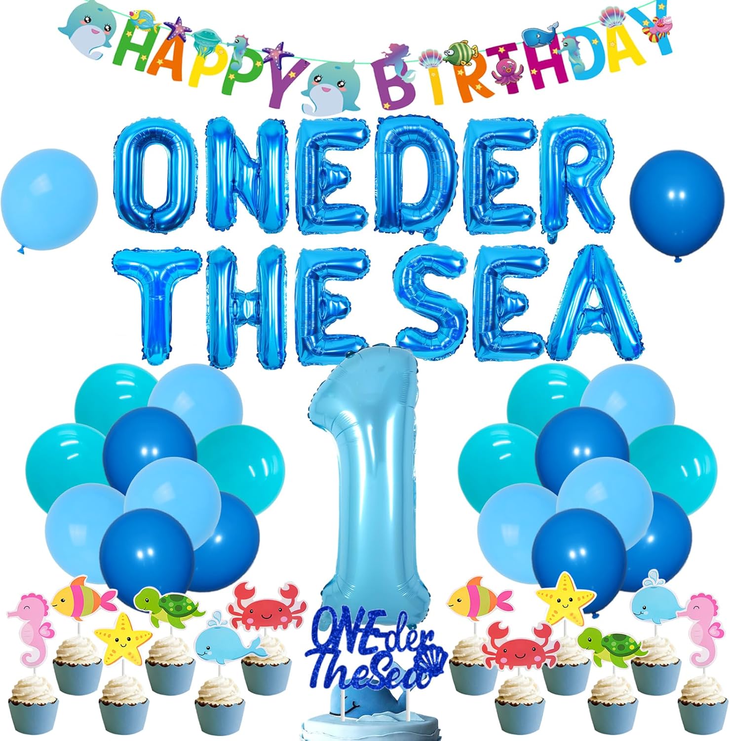 Under The Sea 1st Birthday Party Decorations, Ocean Theme Balloons ...