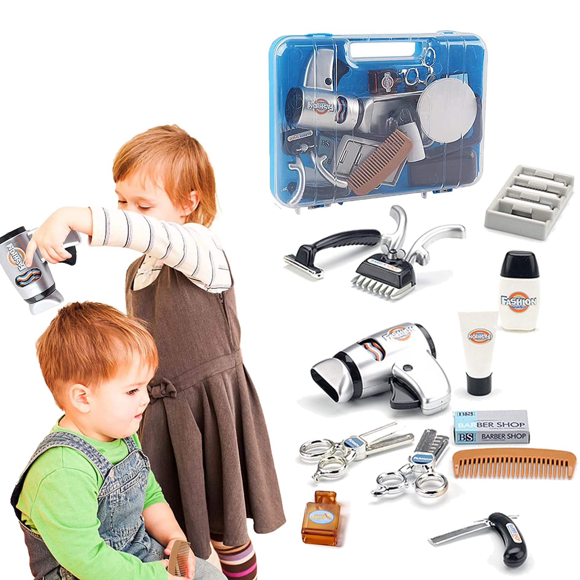 Kids Barber Shop Pretend Play Salon Hairstyle Set Kit Toy Play Hair ...