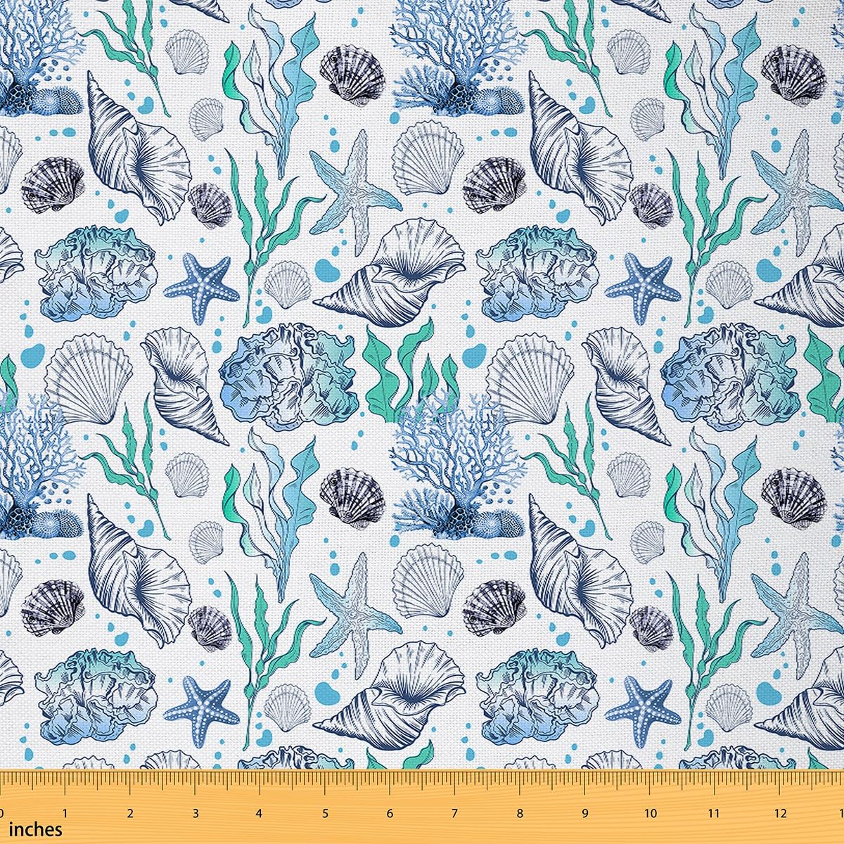 Amazon.com: Feelyou Starfish Blue Ocean Fabric by The Yard 1 Yard ...