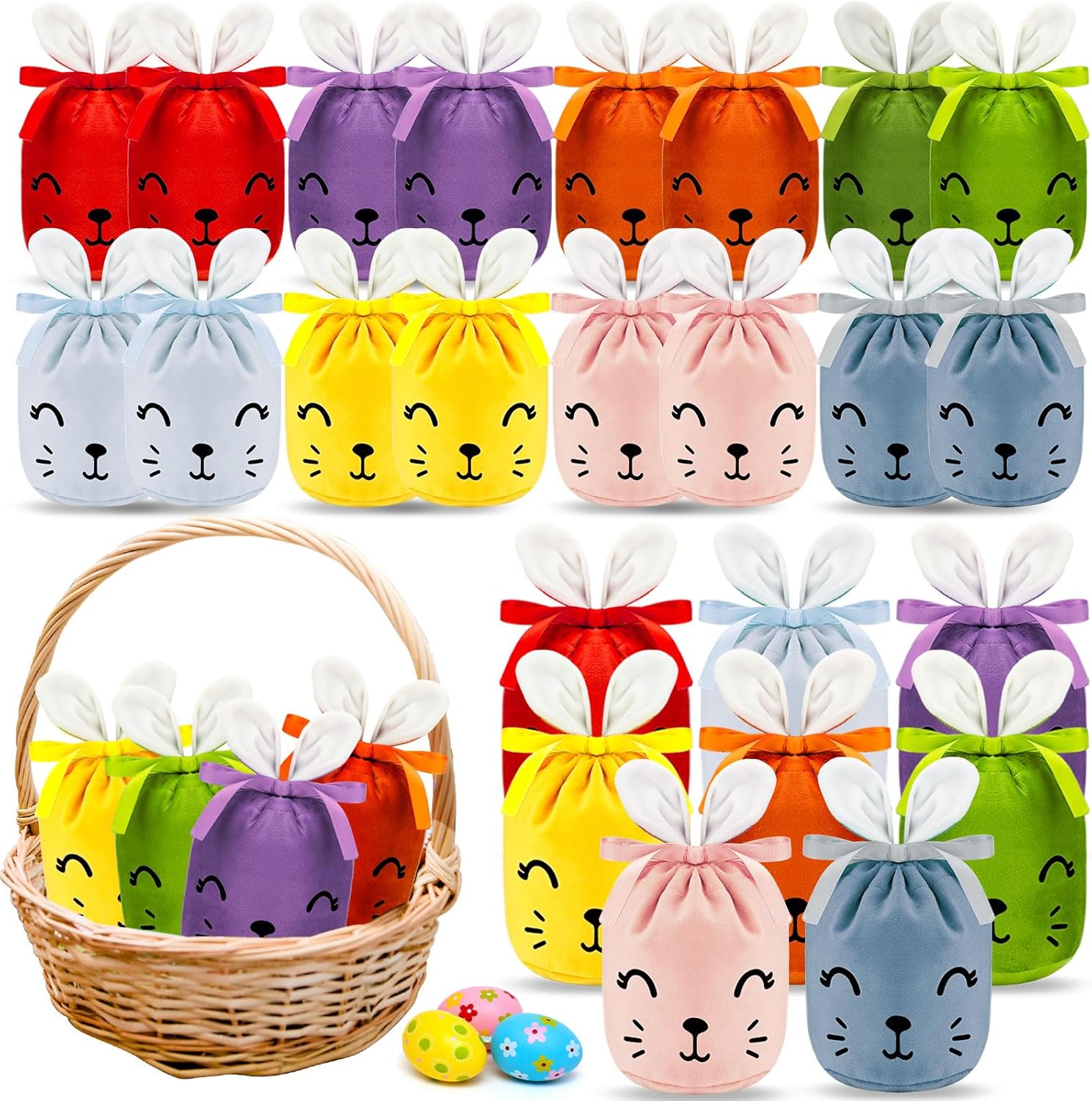 Amazon.com: SilTriangle Easter Gift Bags Bunny Bags Rabbit Ears Velvet ...