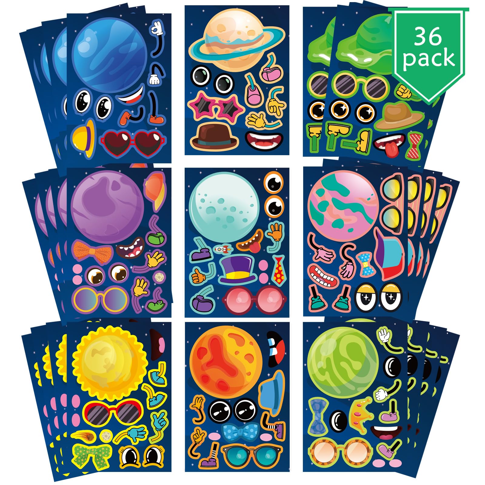 Amazon.com: 36 Sheets Planets Stickers, Planet Stickers for Kids, Space ...