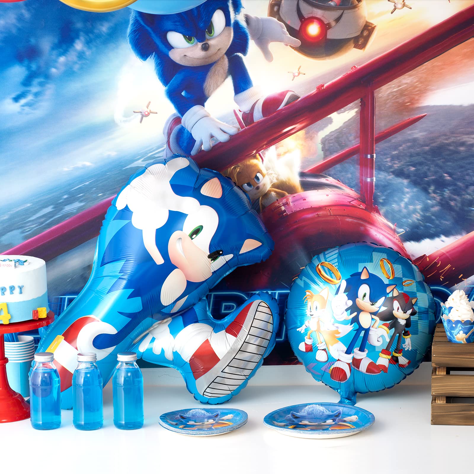 Buy Sonic 2 Birthday Party Supplies,91Pcs Backdrop Balloons Set, Sonic ...