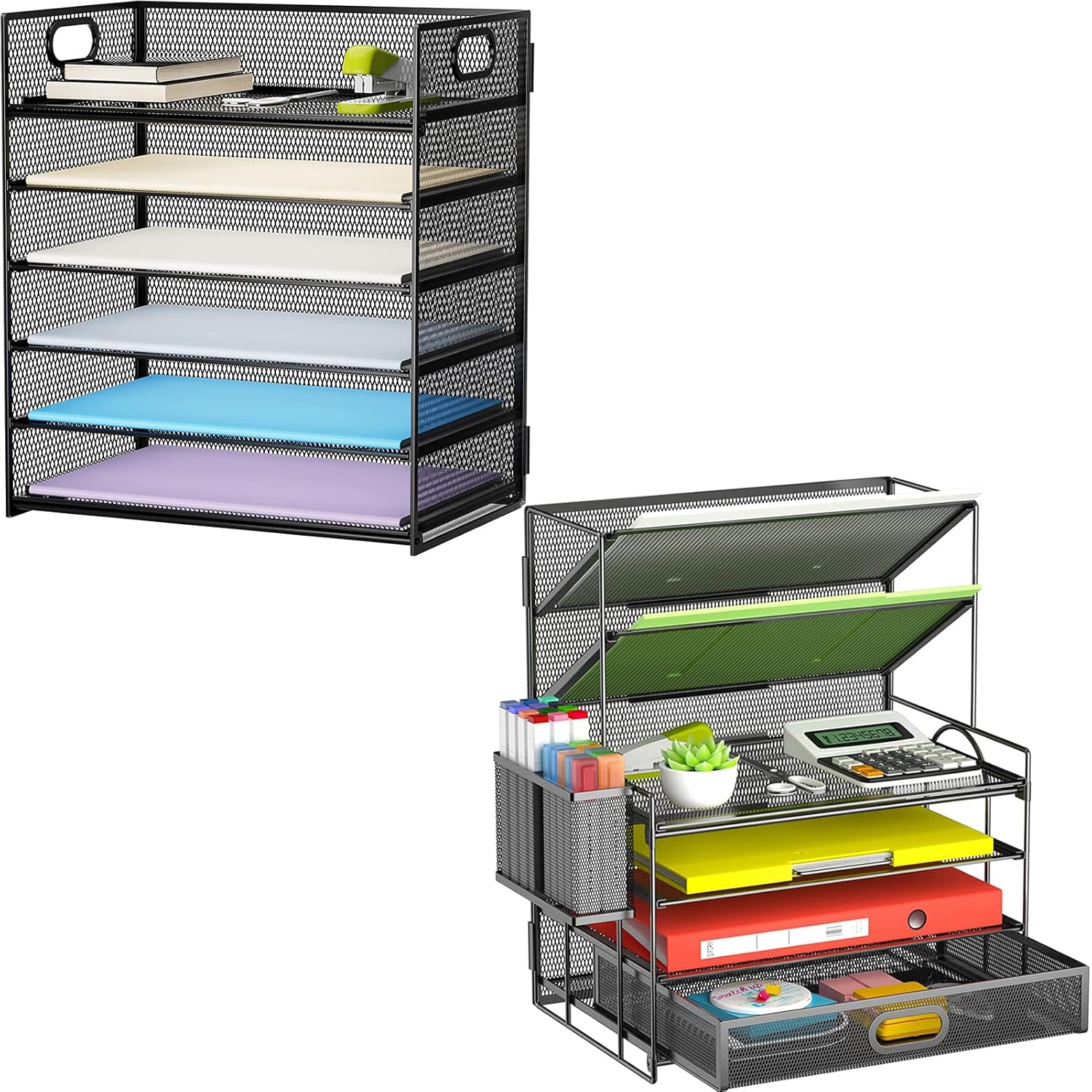 Amazon.com: Marbrasse 6 Tier Mesh File Organizer with Handle + 4-Tier ...