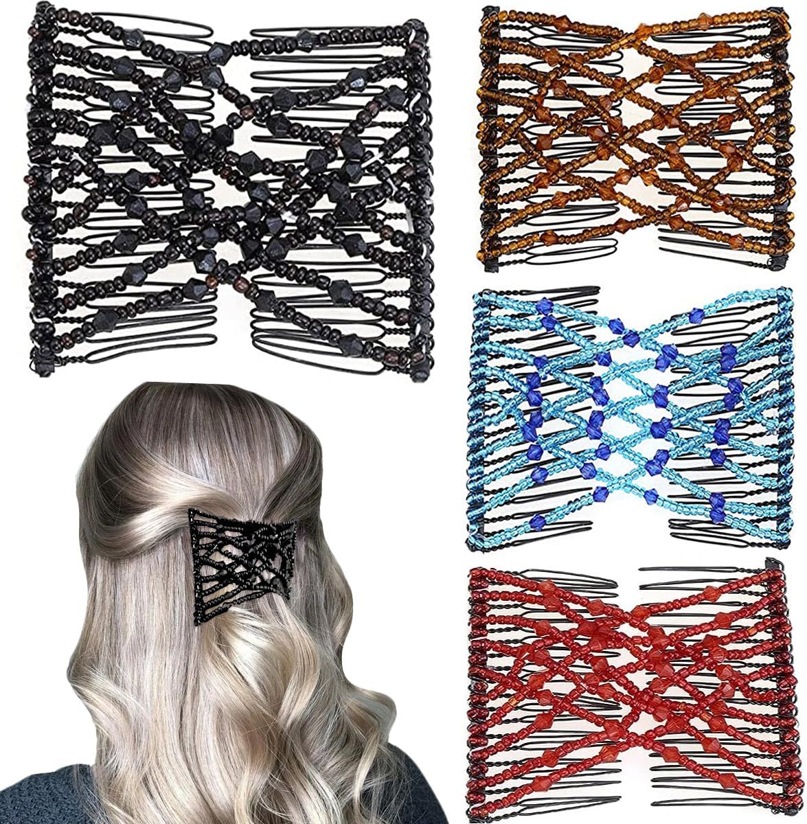 Amazon.com : LOVEF 5 Pcs Stretch Combs Magic Hair Clips - Stretchy Easy ...