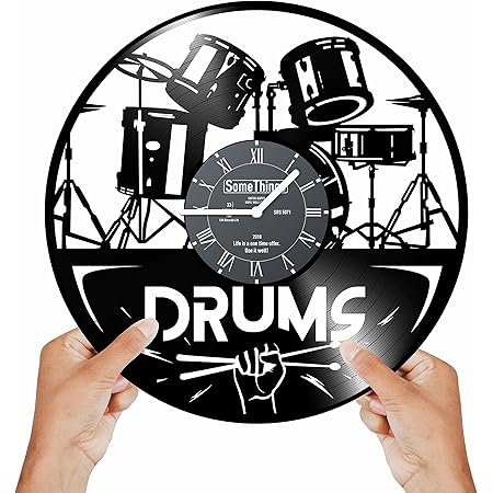 Amazon.com: Guitar Drums Set Vinyl Record Wall Clock Music Instrument ...