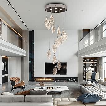 LumaVibe Large Chandelier for High Ceilings,Modern LED Pendant Light w ...