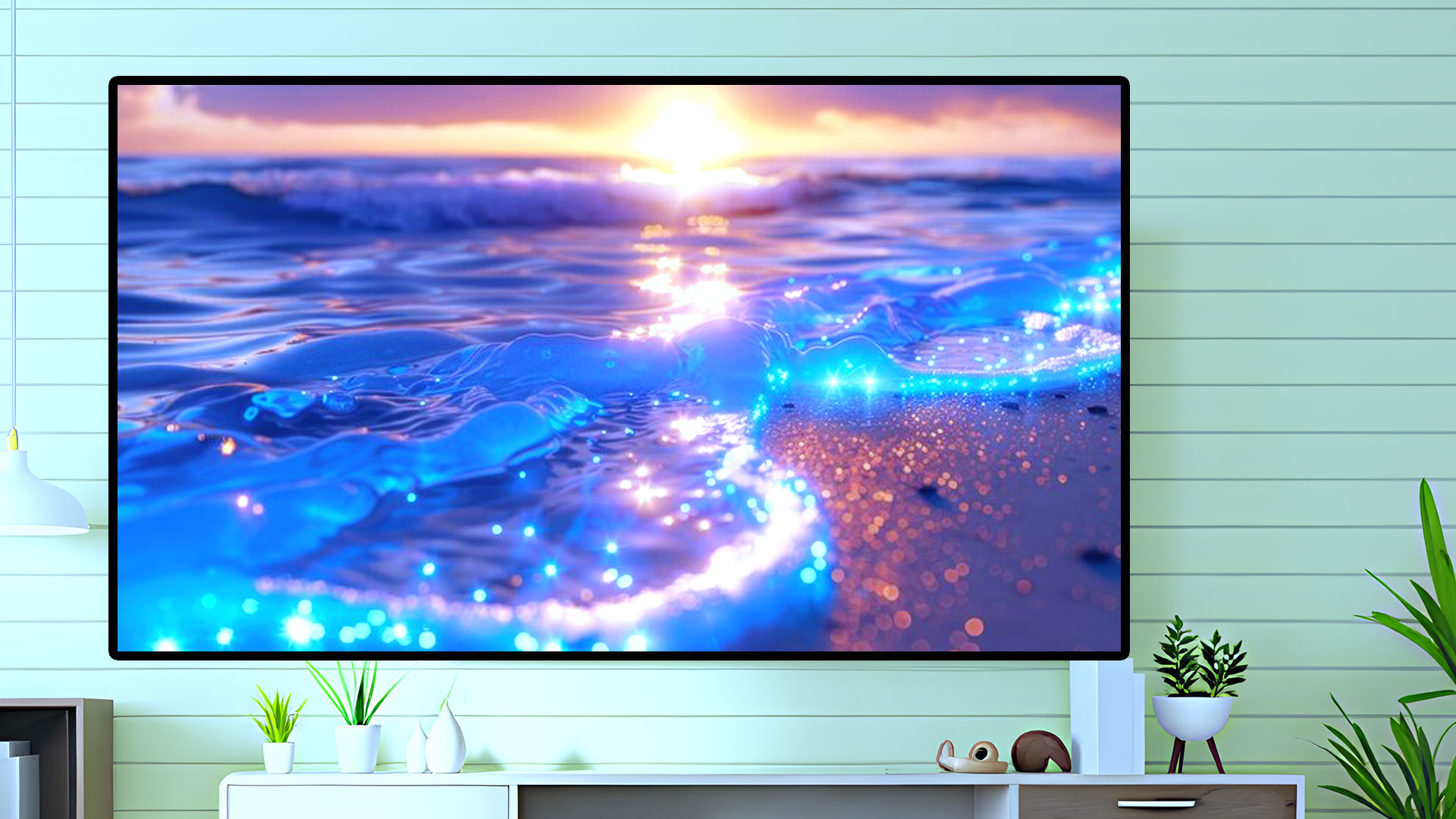 Ocean Light Waves 4K Screensaver: Shimmering Surf, Calm Sea Atmosphere ...