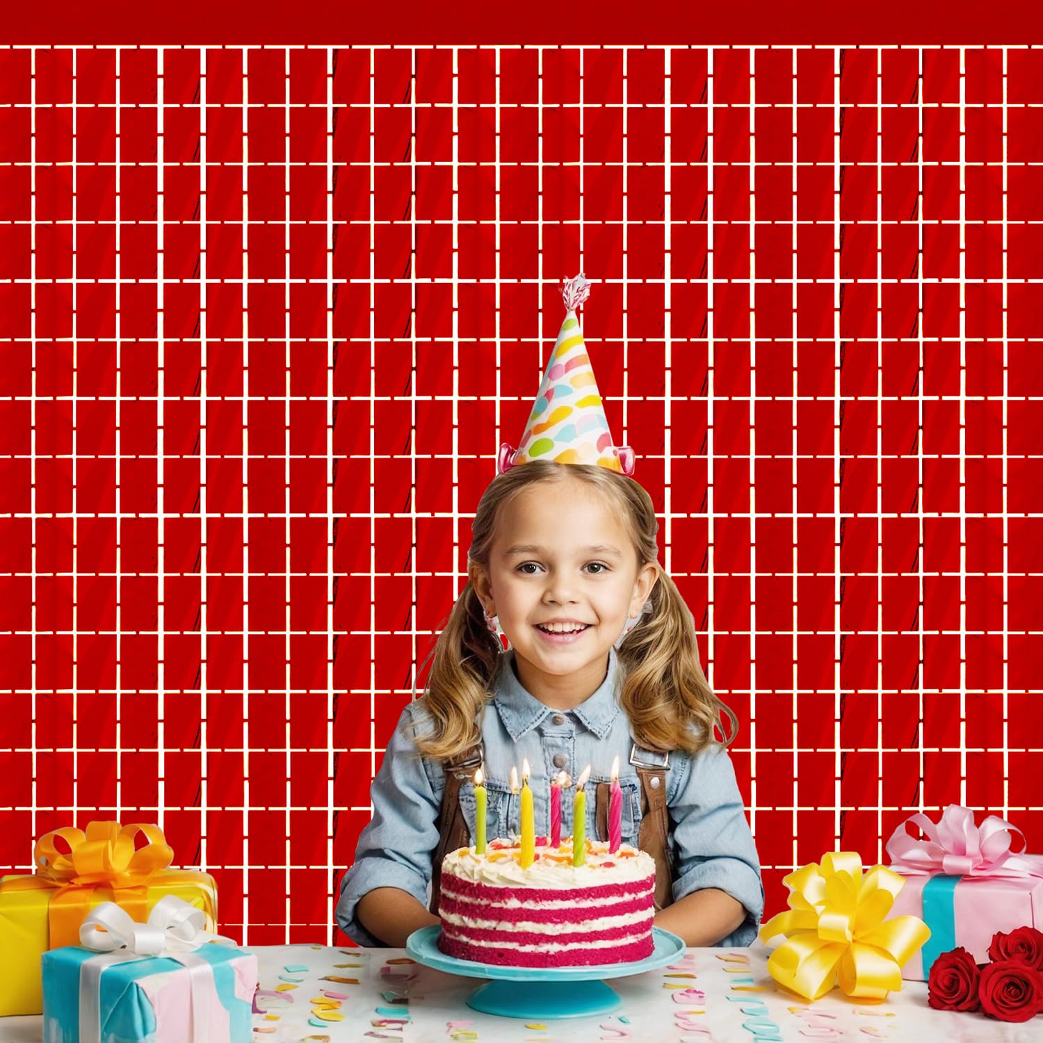 Snapklik.com : GOER Red Party Backdrop Metallic Tinsel Foil Fringe ...