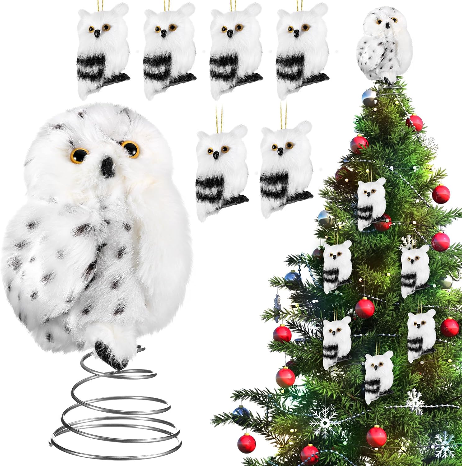 Amazon.com: LaRandom 7 Pcs Wizard Owl Tree Topper Christmas Tree Decor ...